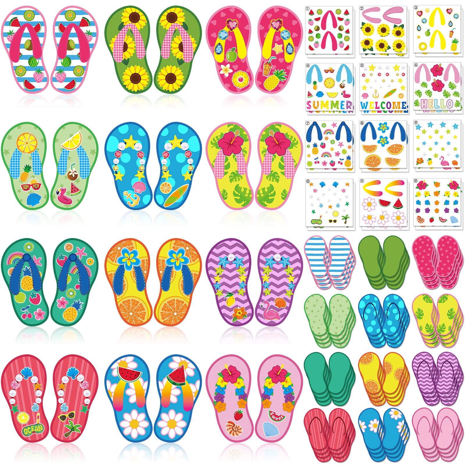 Amazon.com: Harloon 48 Set Flip Flop Craft Kits for Kids Summer DIY ...