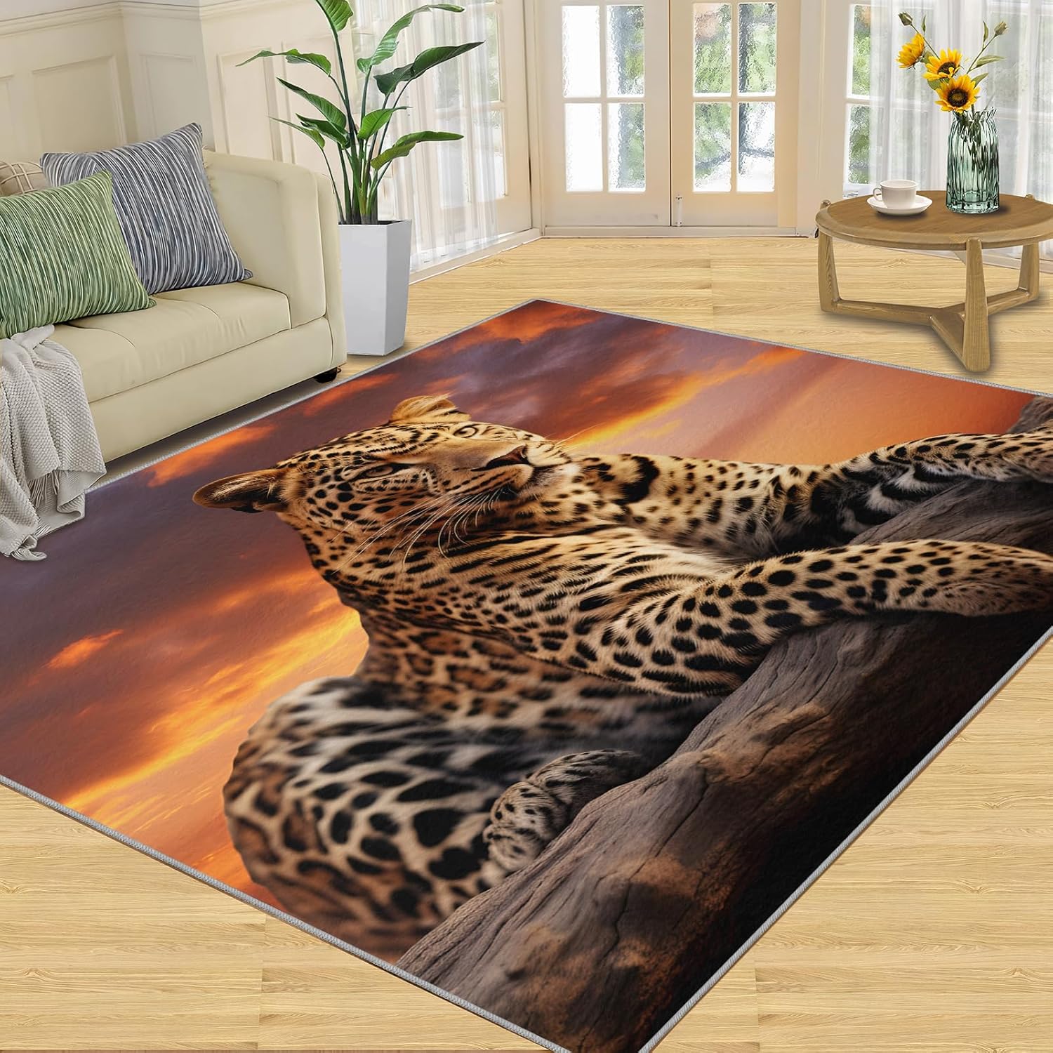 Amazon.com: 3D Leopard Area Rug 3x4 Rug Sunset Carpet for Kids Boys ...