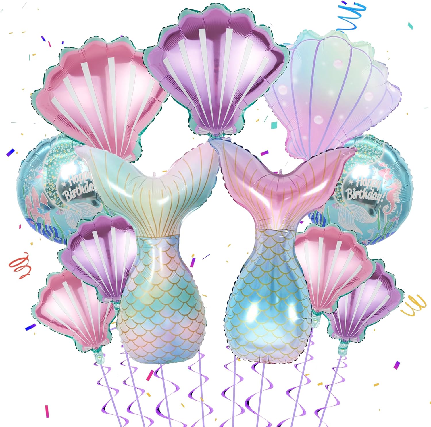 Amazon.com: 11 Pieces Mermaid Balloons Mermaid Party Decorations ...