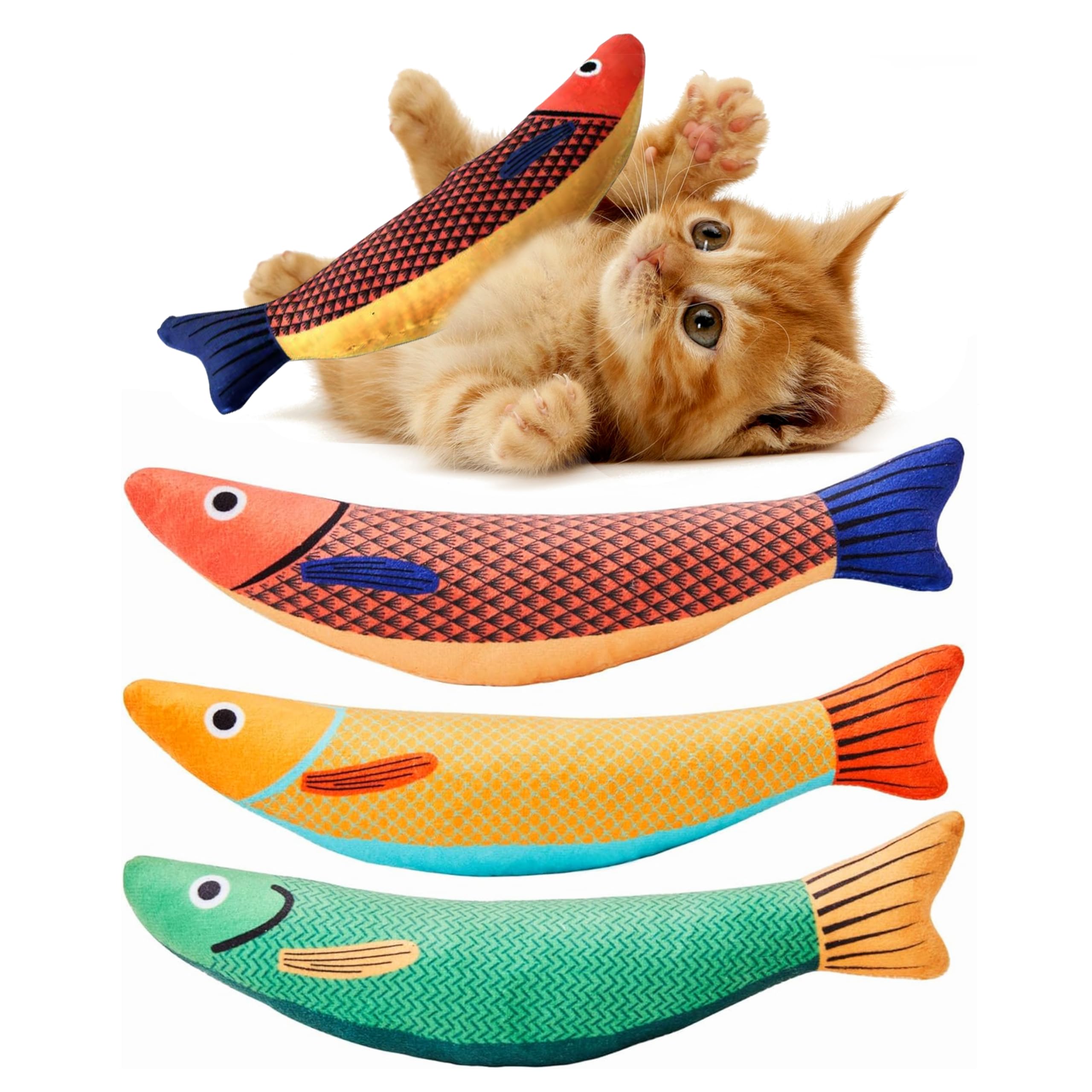 Amazon.com : Cat Toys 3 Pack Catnip Saury Fish Toys Cat Toys Fish ...