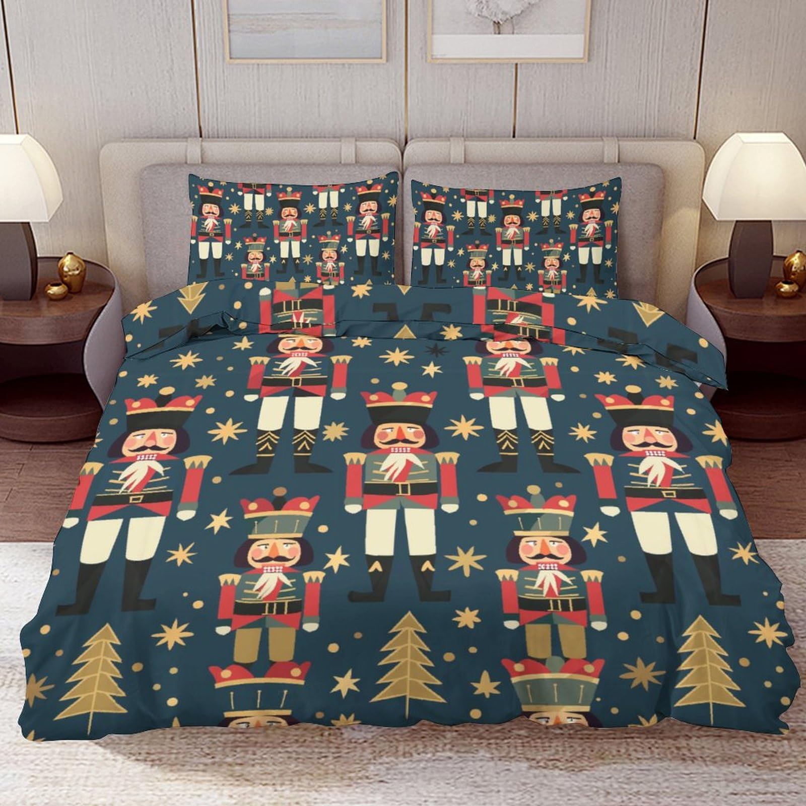 Amazon.com: Delerain Comforter Set Queen Size, Nutcracker Christmas 3 ...