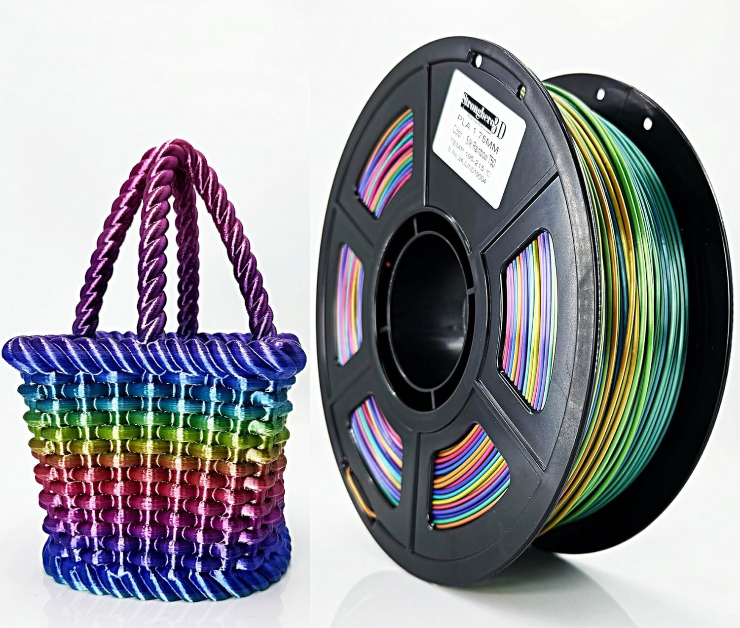 Amazon.com: Stronghero3D PLA 3D Printer Filament 1.75mm,Rainbow,Silk ...