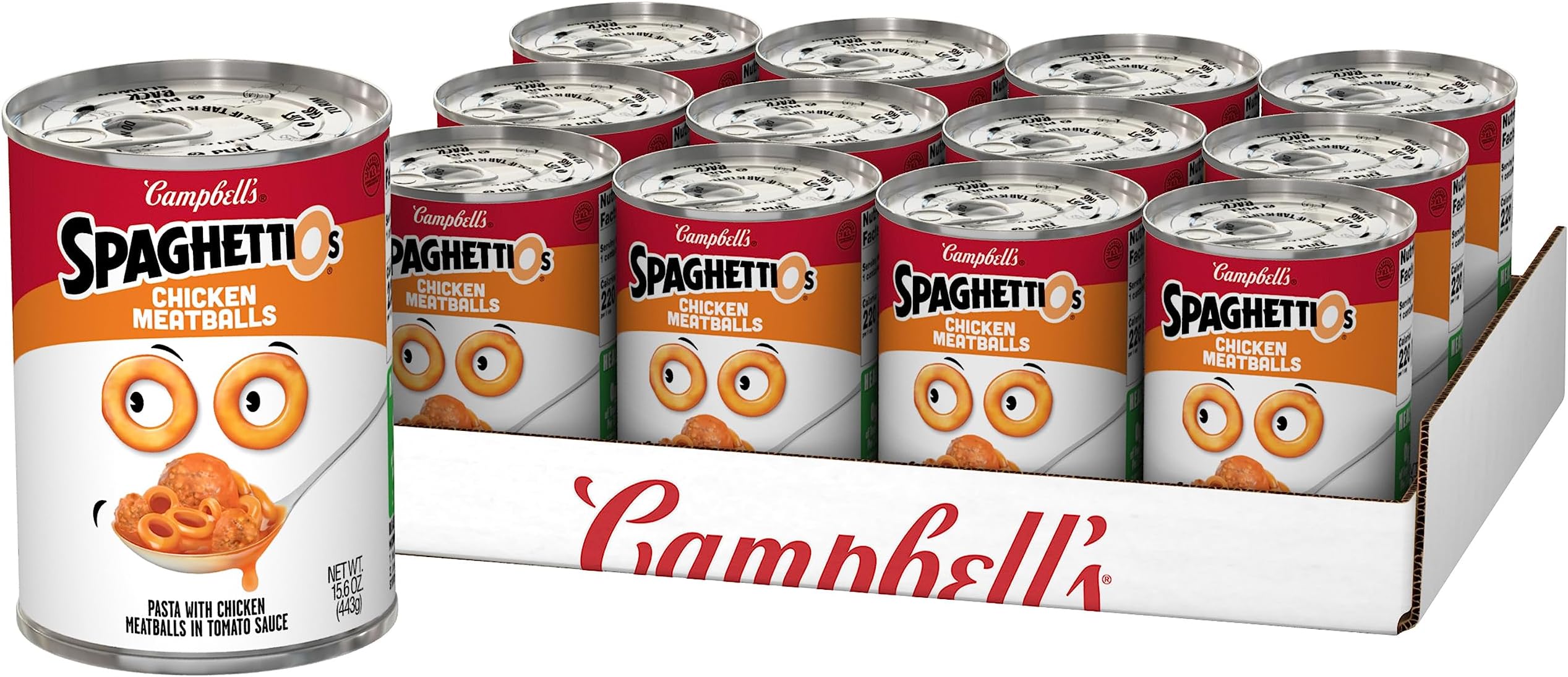 Amazon.com : SpaghettiOs Canned Pasta with Chicken Meatballs, 15.6 oz ...
