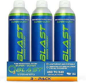 Amazon.com: O2 Blast 95-99% Pure Oxygen, 10 Liter 3 Pack Portable Can ...