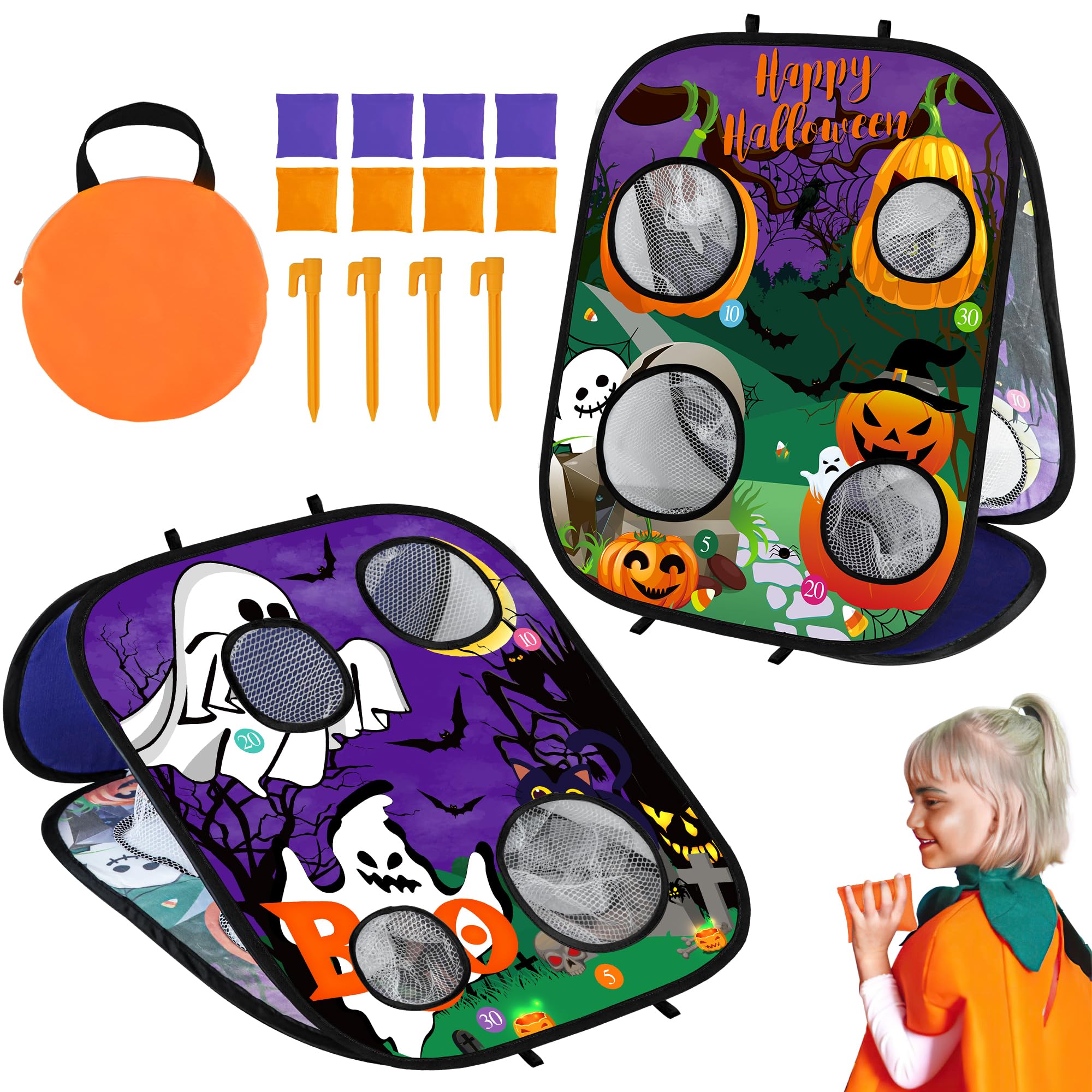 Halloween Games for Kids Party, Ghost Pumpkin Bean Bag Toss Games ...