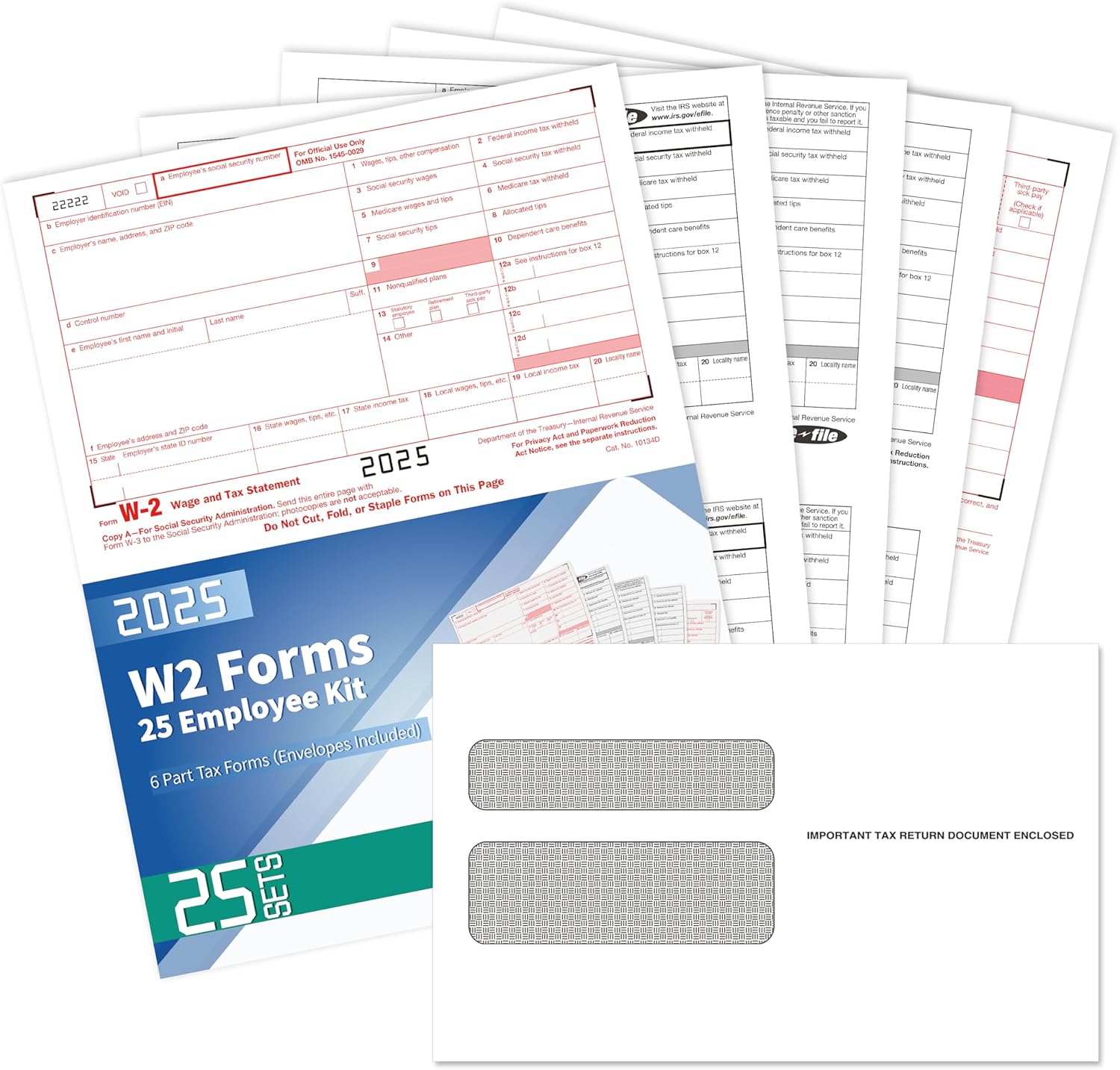 Amazon.com : W2 Tax Forms 2025 with Envelopes, 6 Part Tax Forms 2025 ...