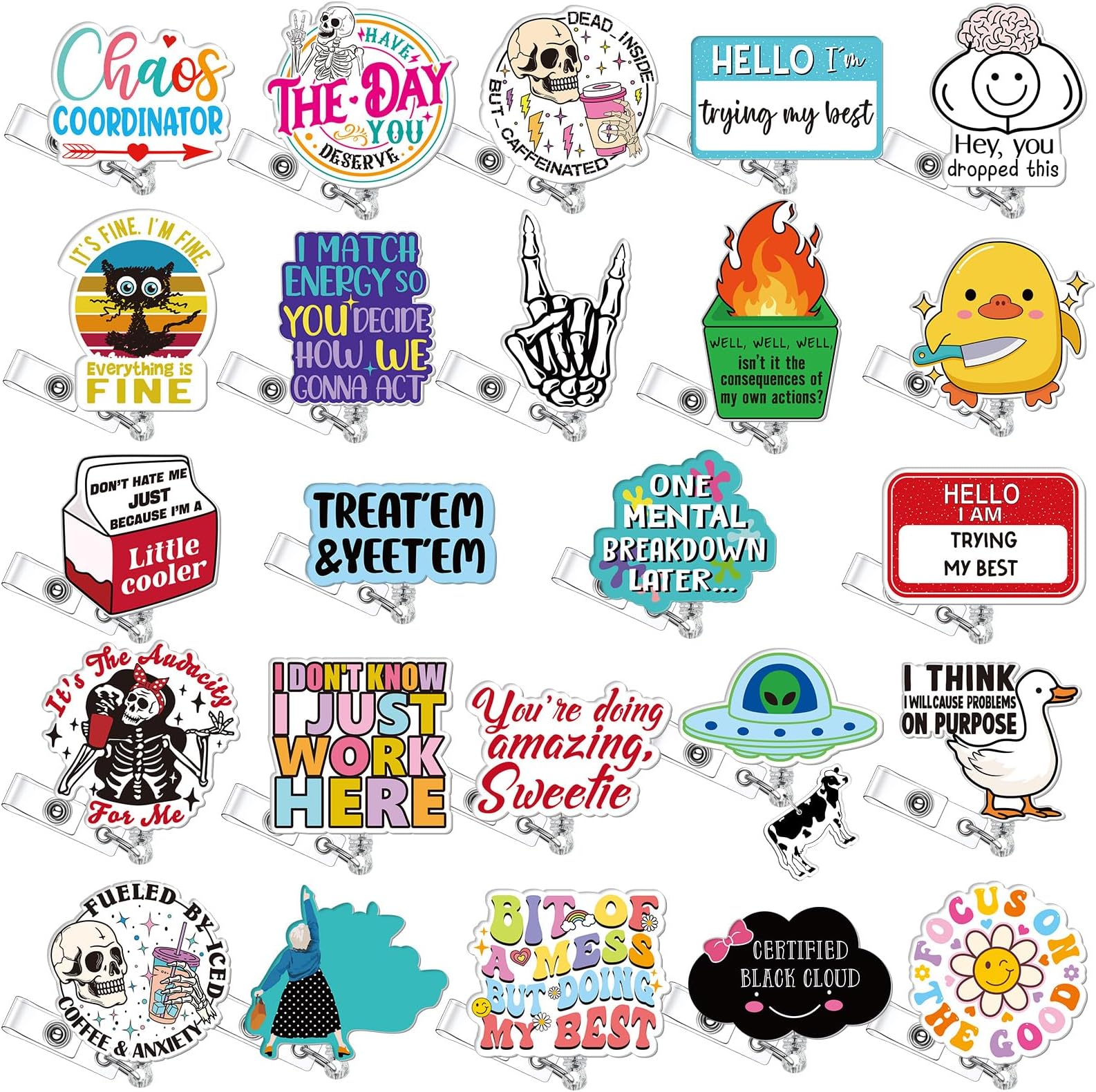 Amazon.com : I Just Work Here Badge Reel, Funny Glitter Badge Reel ...