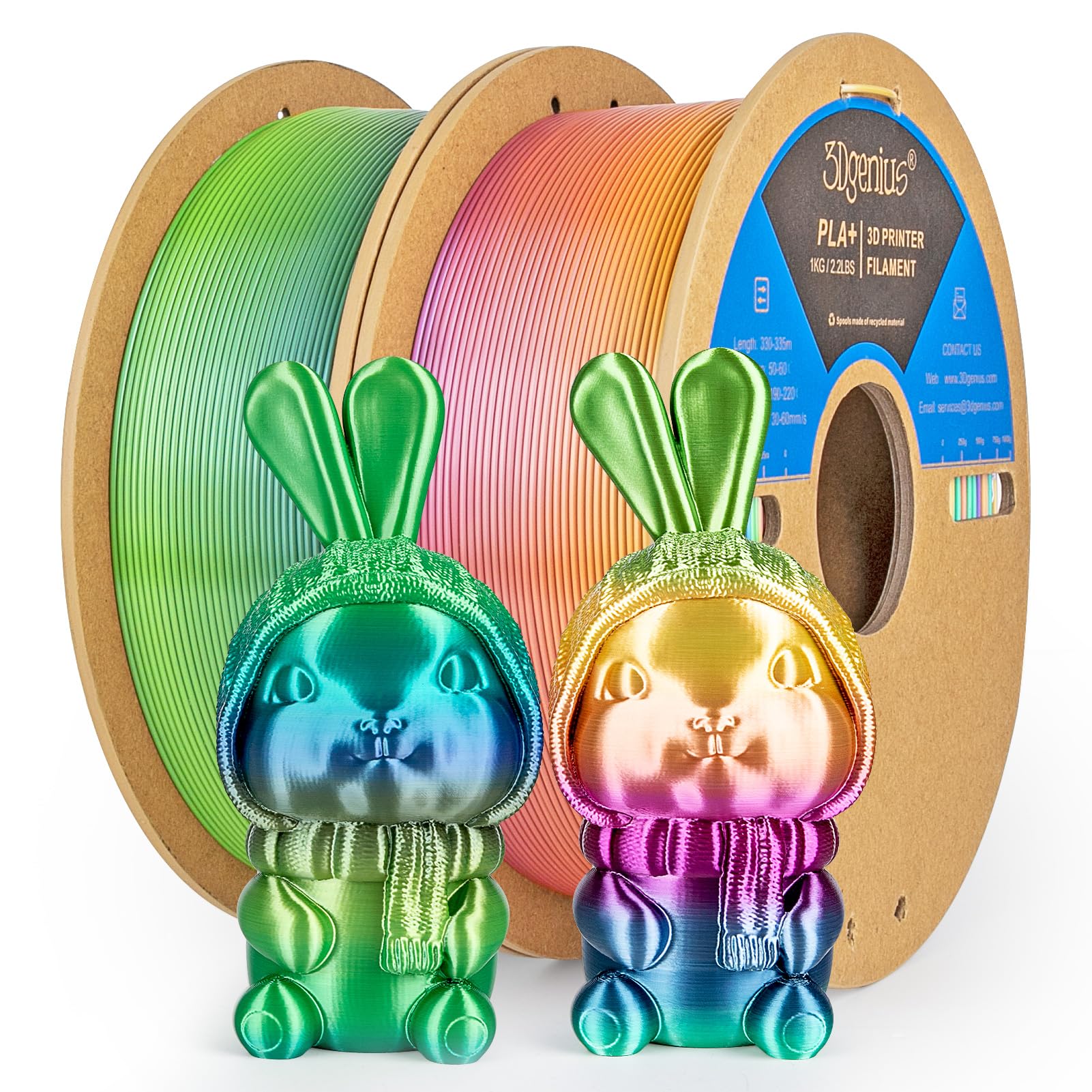 Amazon.com: 3Dgenius Silk Rainbow PLA Filament 1.75mm Silk PLA 3D ...