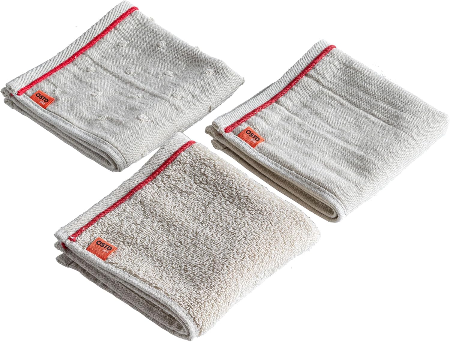 Amazon.co.jp: OSTD plus タオルハンカチ ハンドタオル 25 × 25 cm 異なる3種類の織り方 グレイッシュホワイト 3枚 セット 綿100％ : ファッション