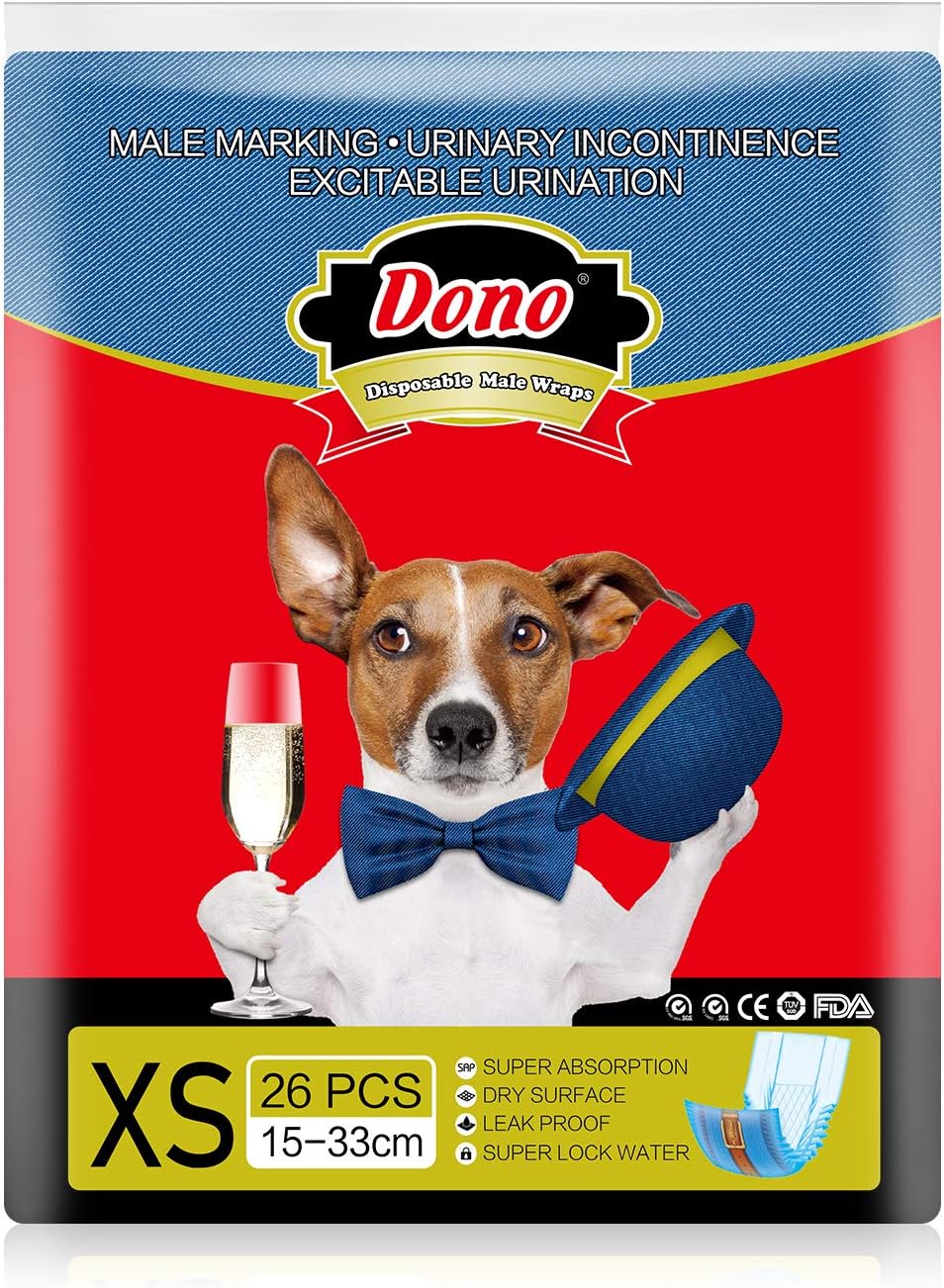 Dono Disposable Dog Diapers Male-Dogs Jeans Super Absorbent Soft Pet ...