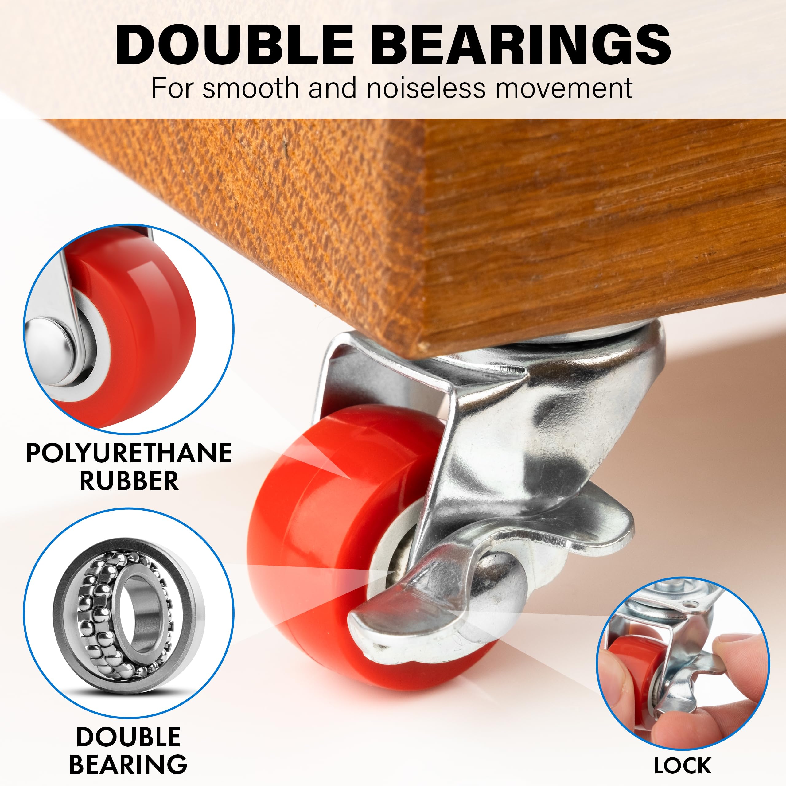 Snapklik.com : Castrek 1 Inch Heavy Duty Casters Set Of 4, Lockable ...