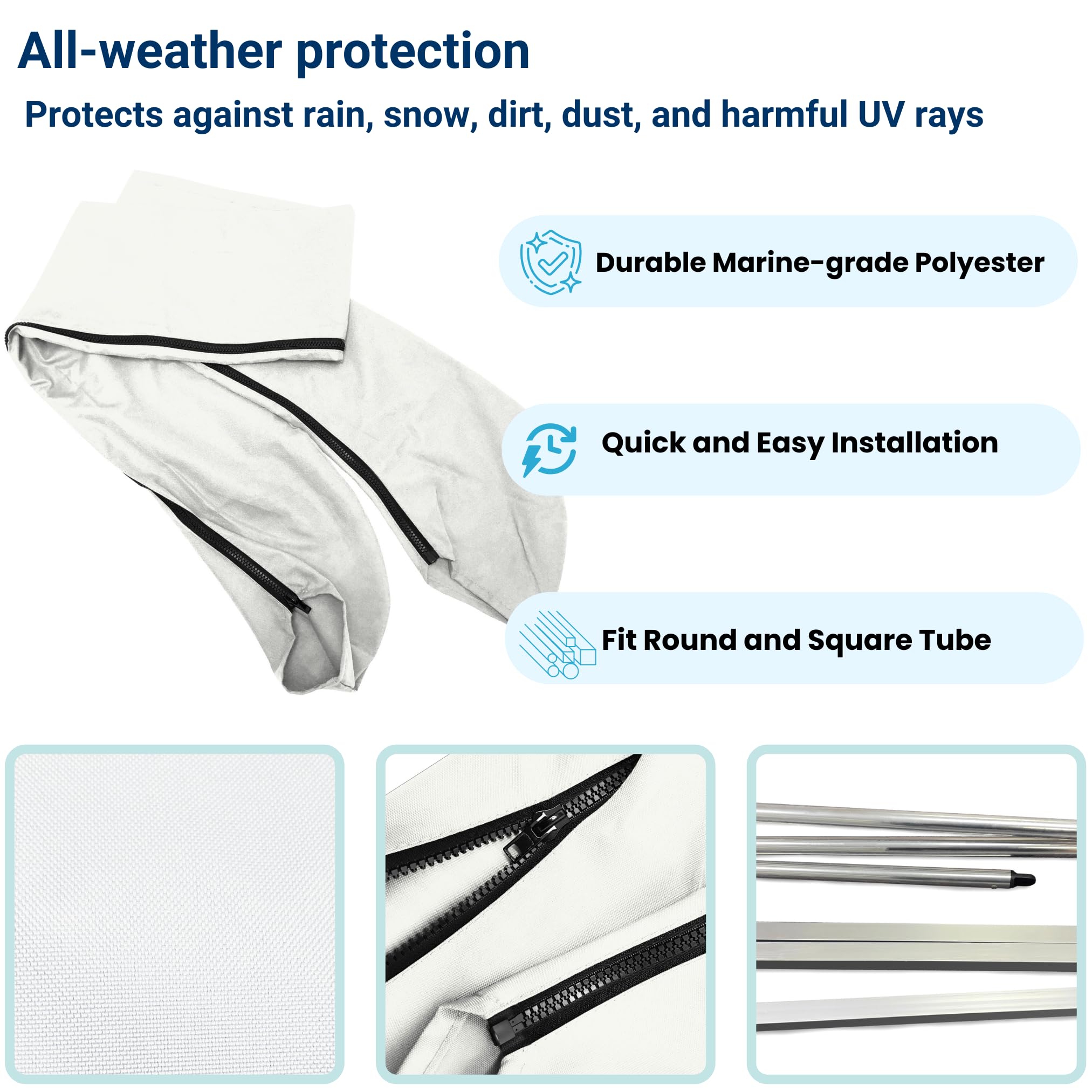 Snapklik.com : Savvycraft Bimini Top Storage Boot 61"-66" Width White Color