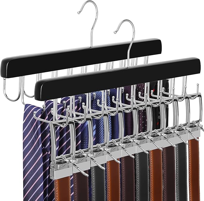 Amazon.com: TOPIA HANGER 2 Pack 2 in 1 Belt Tie Hanger for Closet Max ...