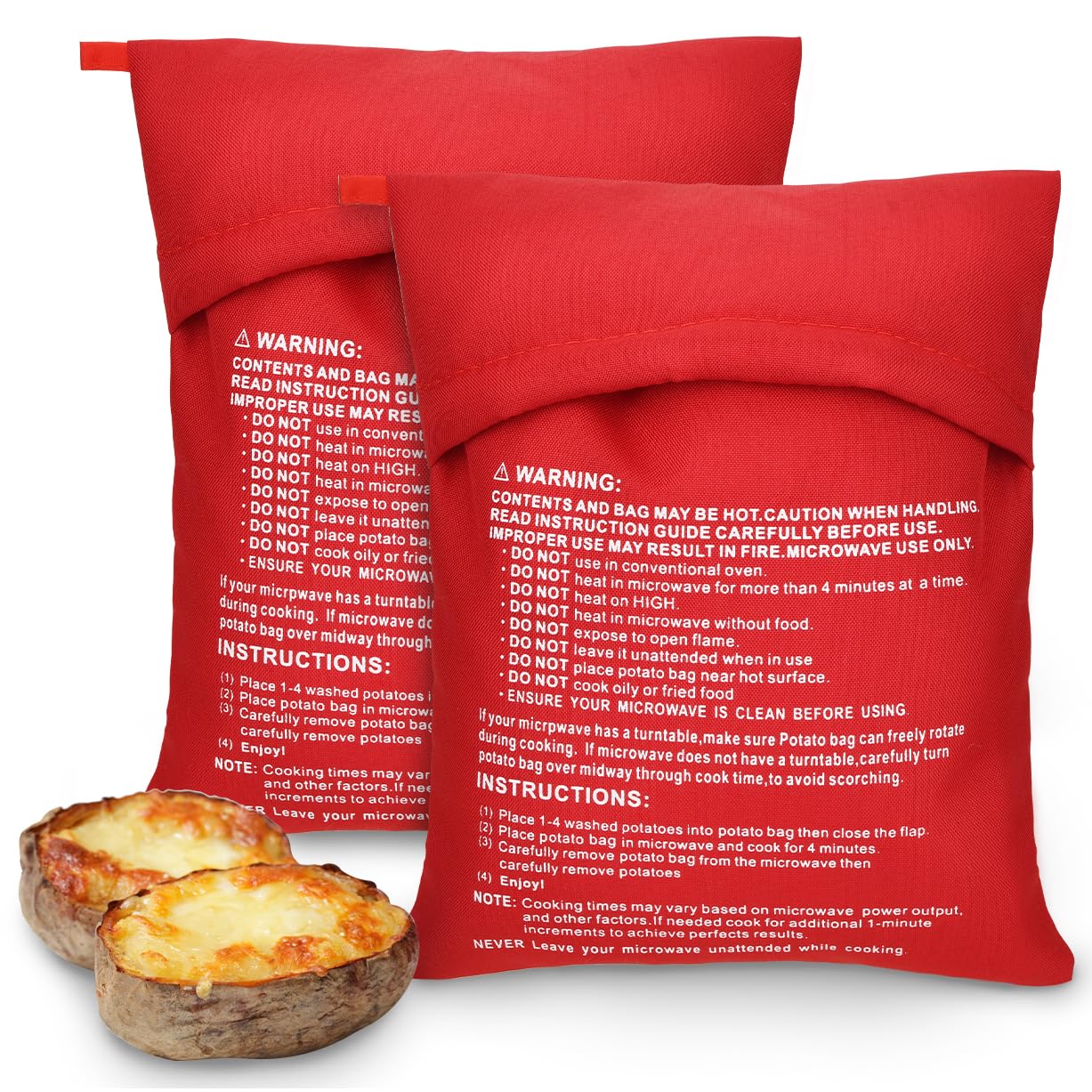 Amazon.com: Microwave Potato Bag, Red Reusable baked potato microwave ...