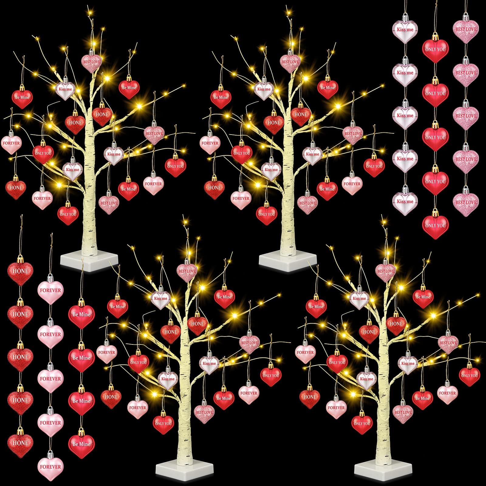 Amazon.com: 76 Pieces Birch Tree Lighted White Tabletop Centerpiece LED ...