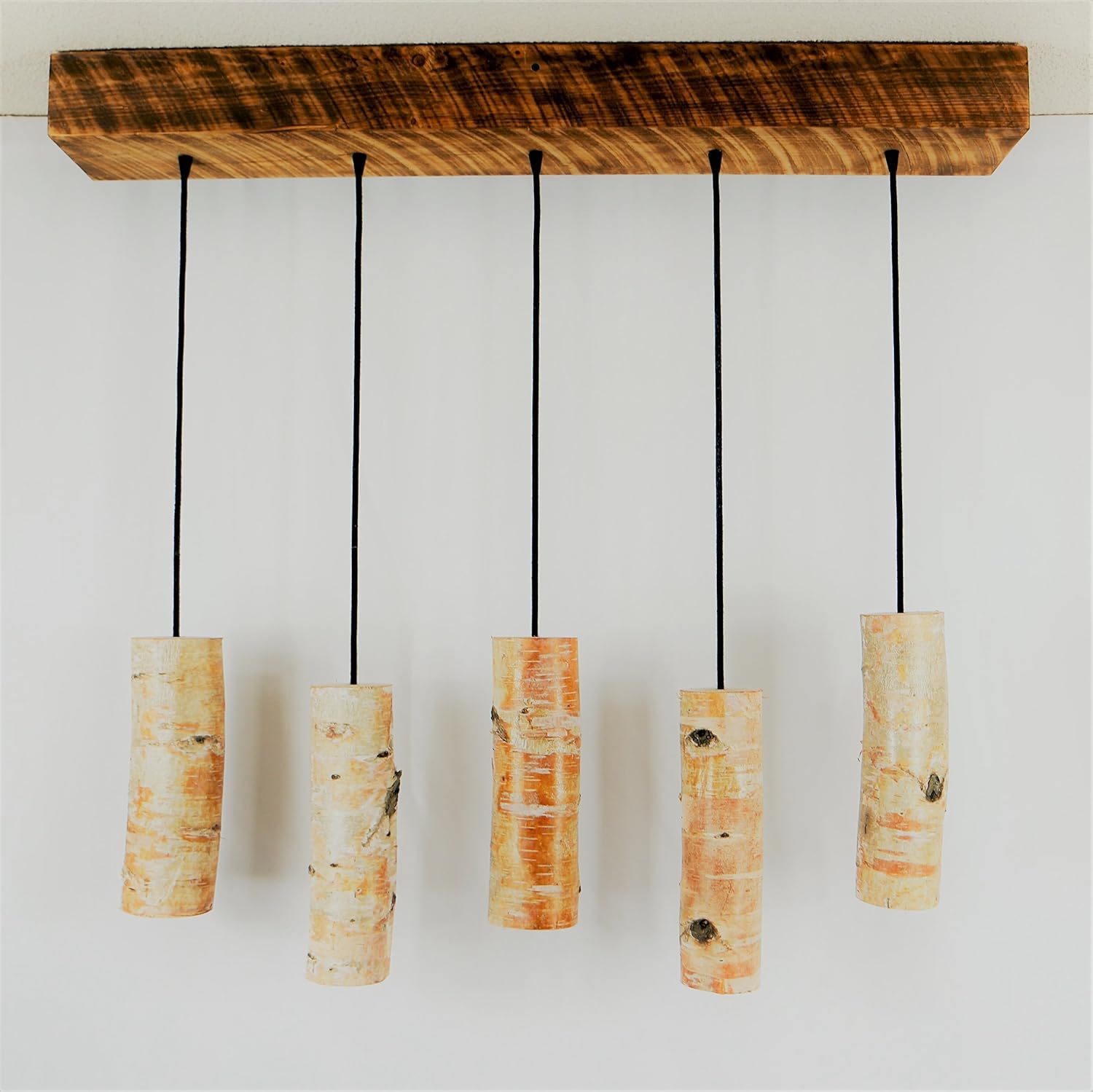 Amazon.com: Rustic Modern Birch Pendant & Reclaimed Timber Light ...