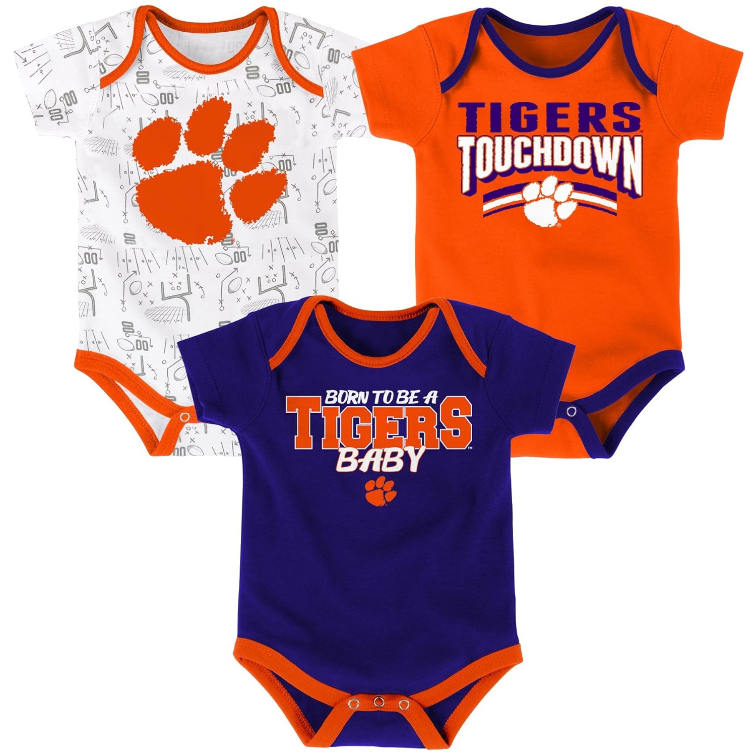 Buy NCAA Clemson Tigers Children Boys"Playmaker" 3Piece Onesie Set, 0-3 ...