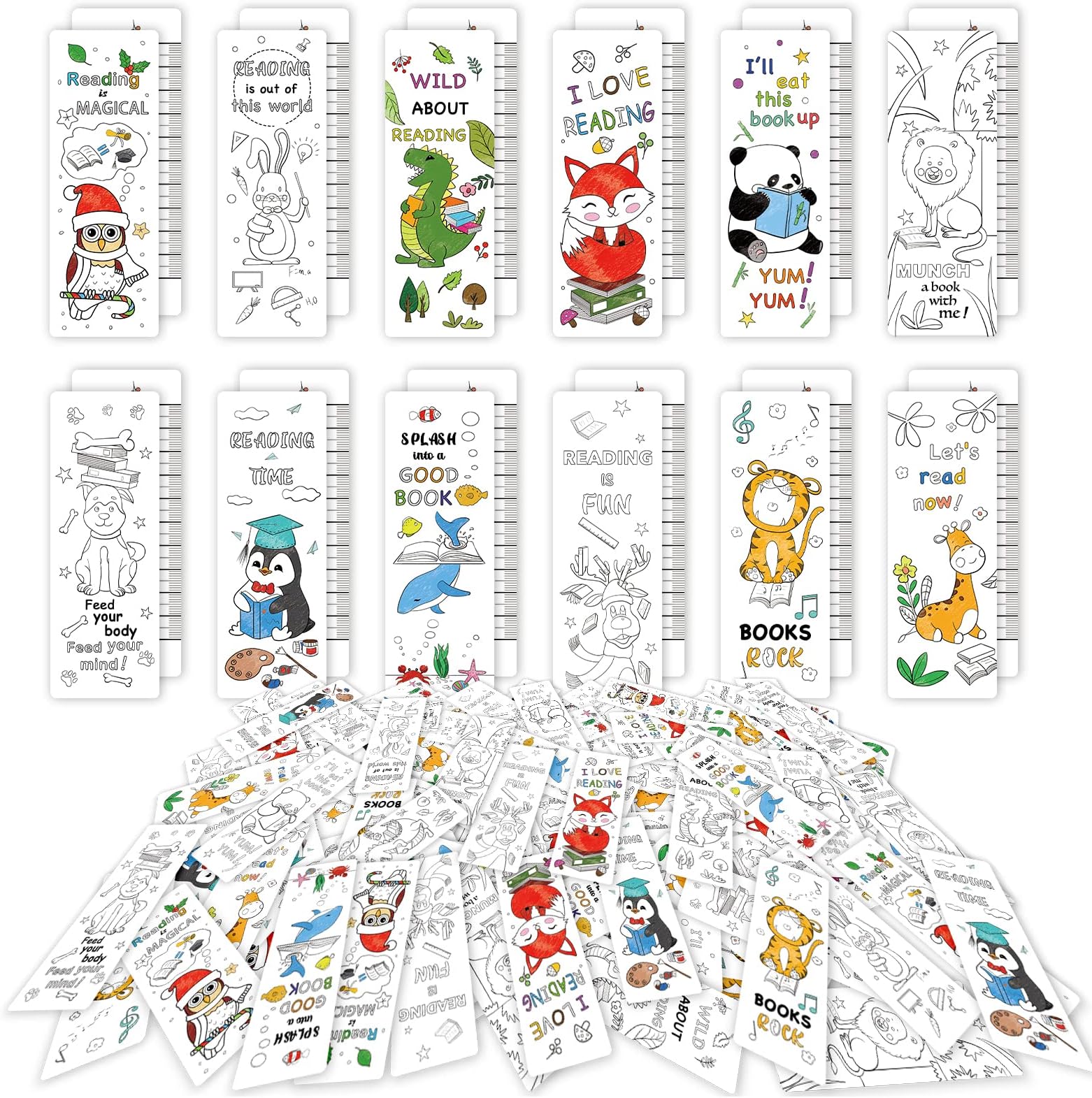 Amazon.com: Color Your Own Bookmarks DIY Bookmarks Coloring Blank Paper ...