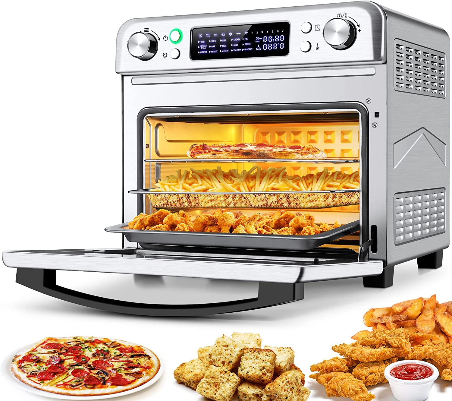 Buy Nictemaw Air Fryer, 26.5QT Air Fryer Toster Oven, 15-in-1 toaster ...