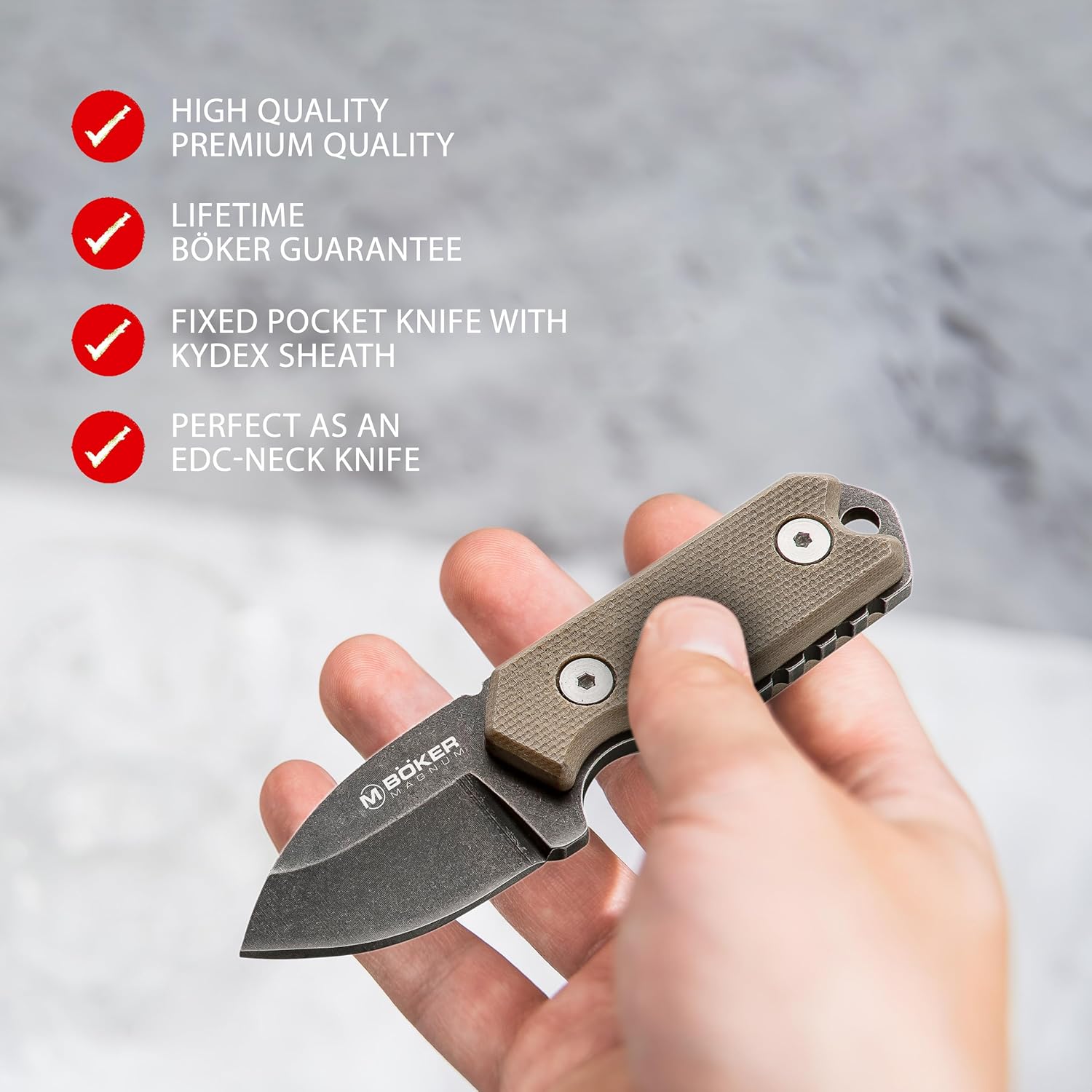 Boker Magnum Lil Friend Micro - Small Fixed Blade Neck Knife with ...