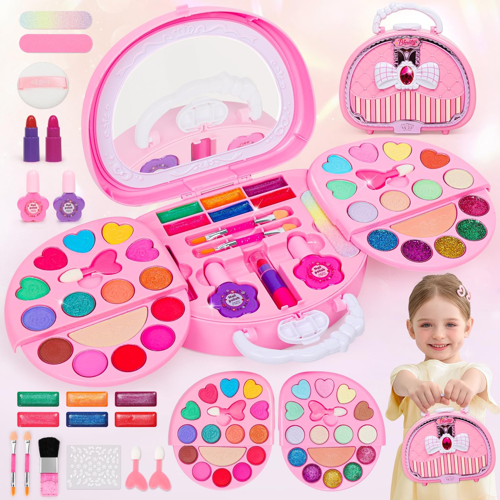Amazon.com: Kids Real Makeup Kit for Girls - 18Pcs Non-Toxic Washable ...