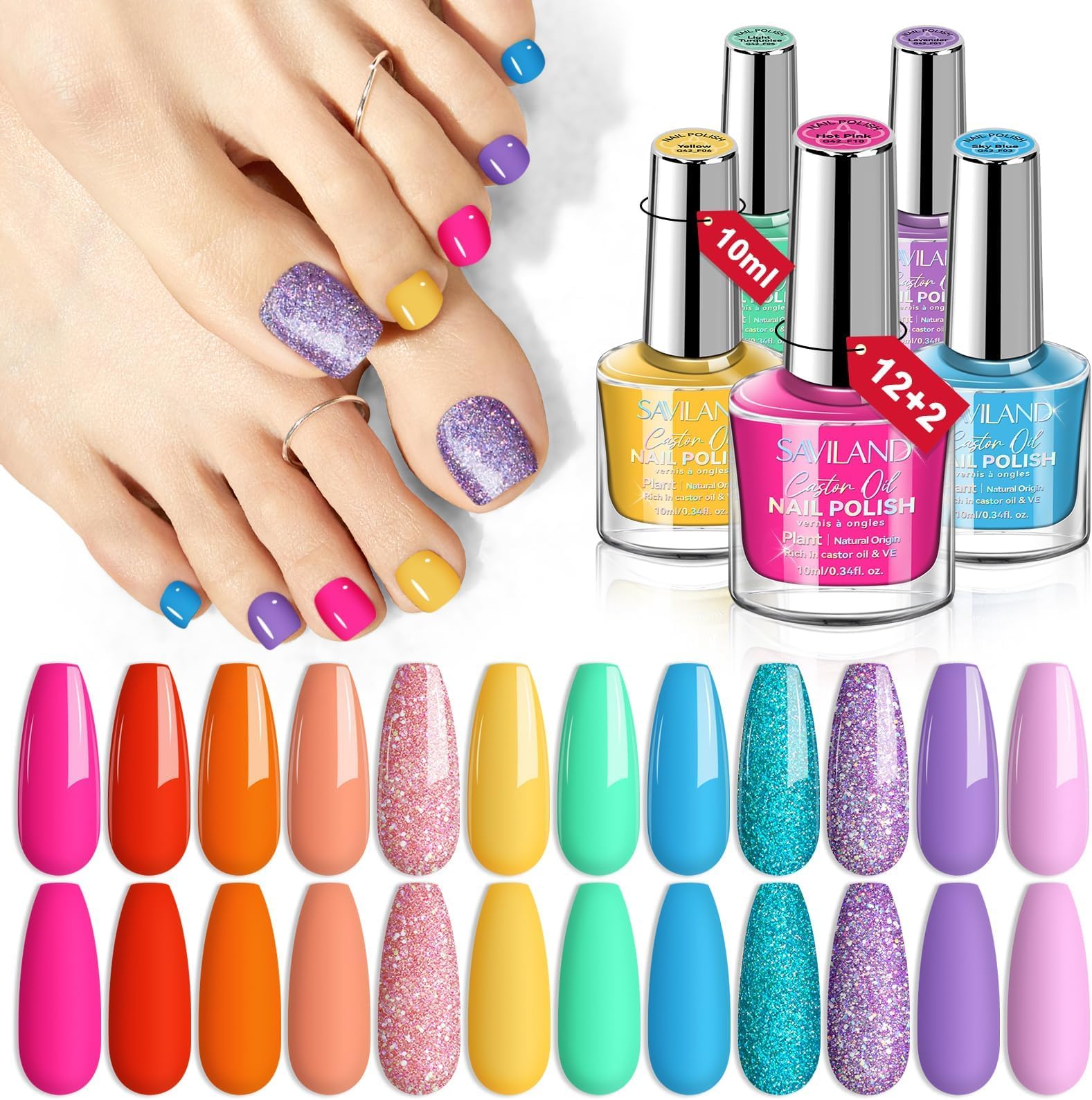 Amazon.com : SAVILAND Finger Nail Polish Set for Beginner : 0.34 oz Air ...