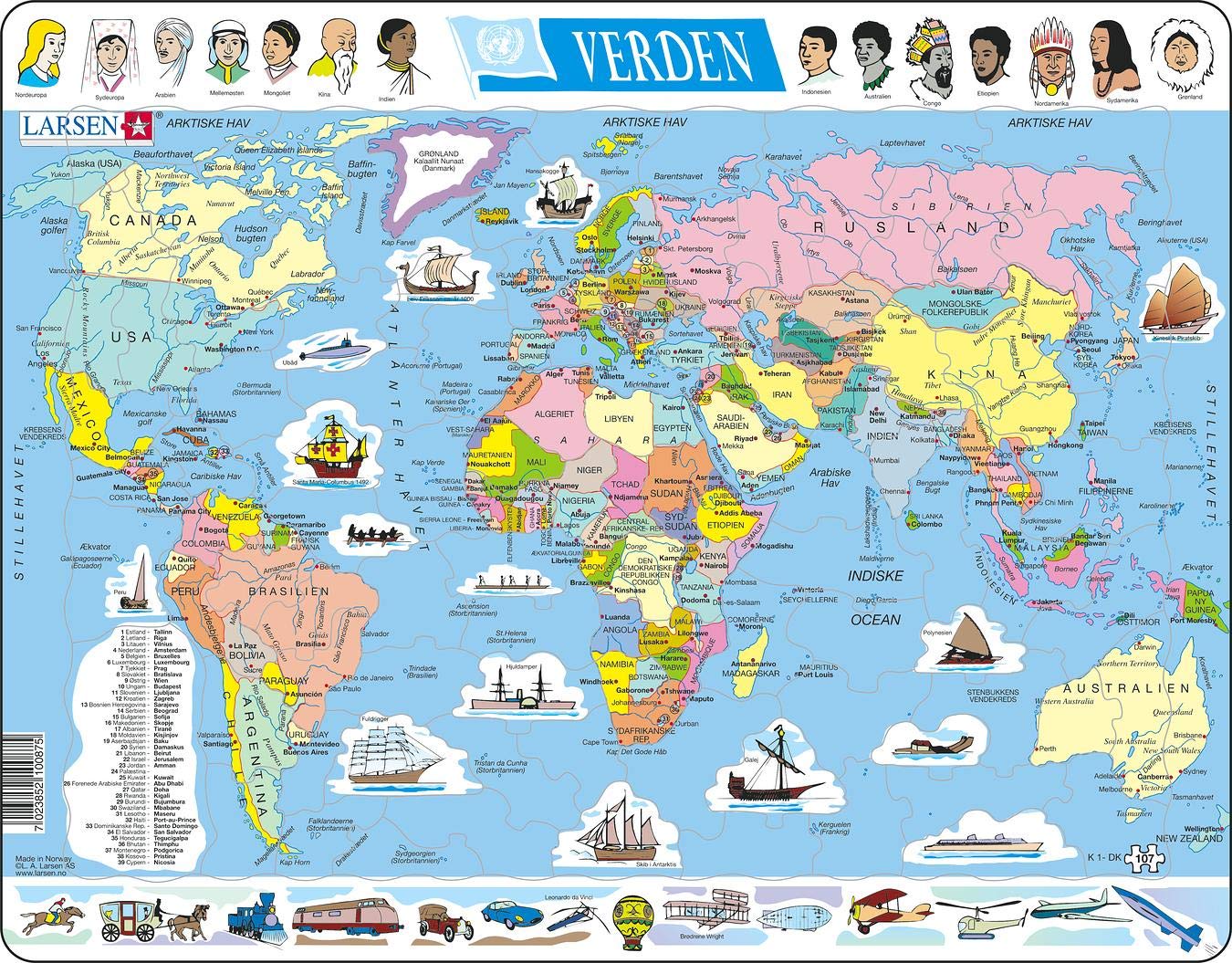 Wereld Politieke Kaart Continenten