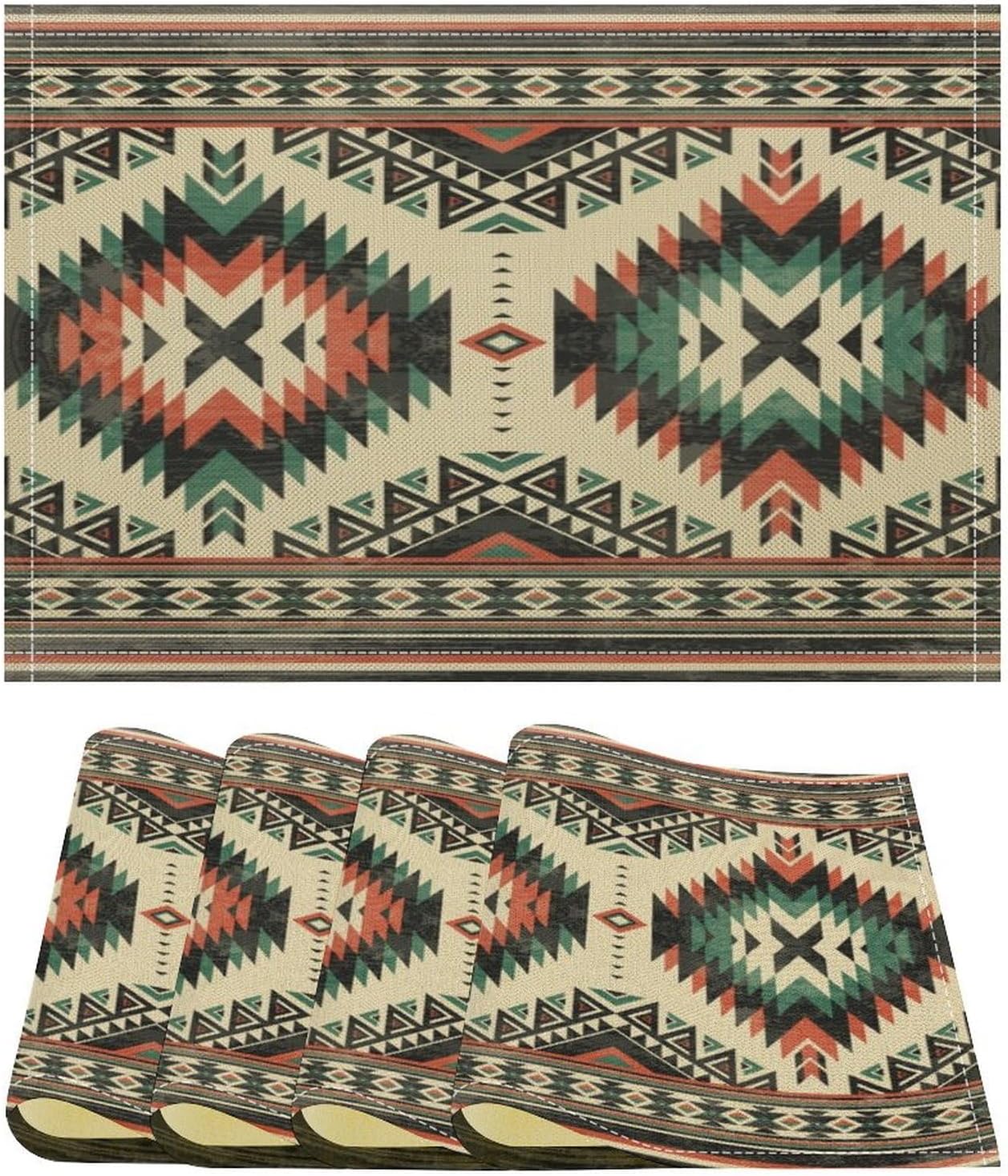 Amazon.com: Aztec Linen Placemats Set of 4PCS, Western Tribal Navajo ...