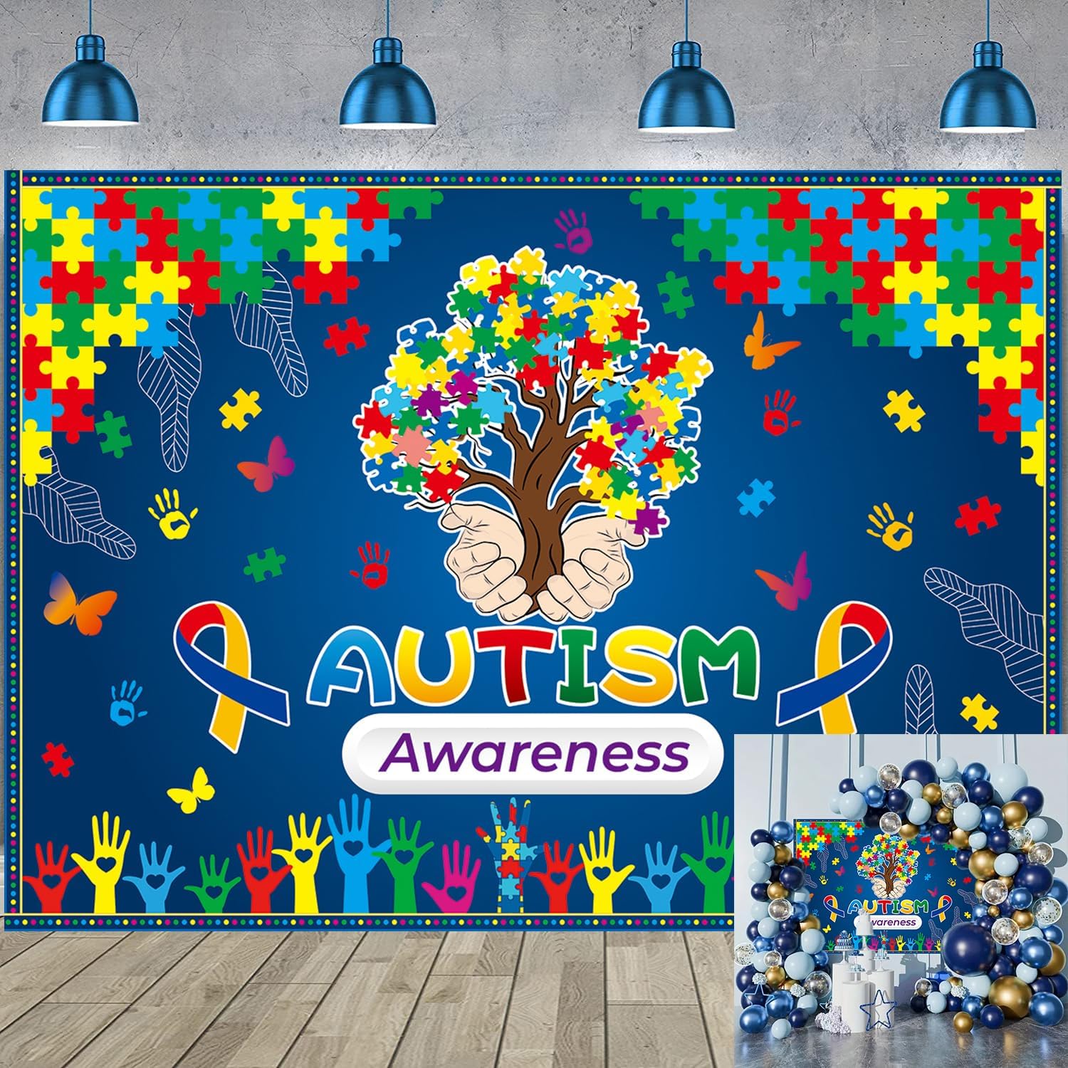 Amazon.com : Autism Awareness Backdrop April Puzzle Pieces Autism ...