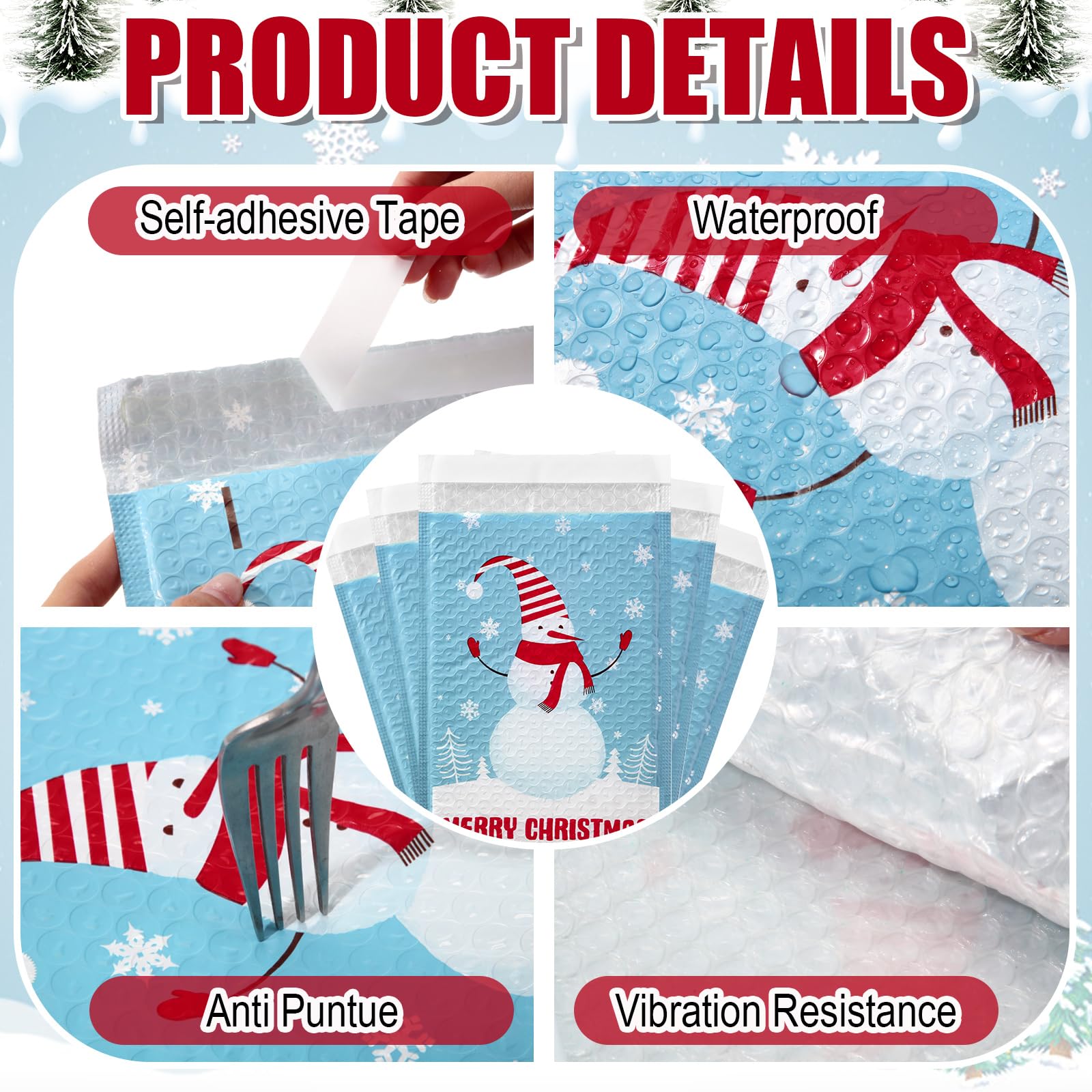Watersay 40 Pack Christmas Poly Bubble Mailers 7 X 10 Inch