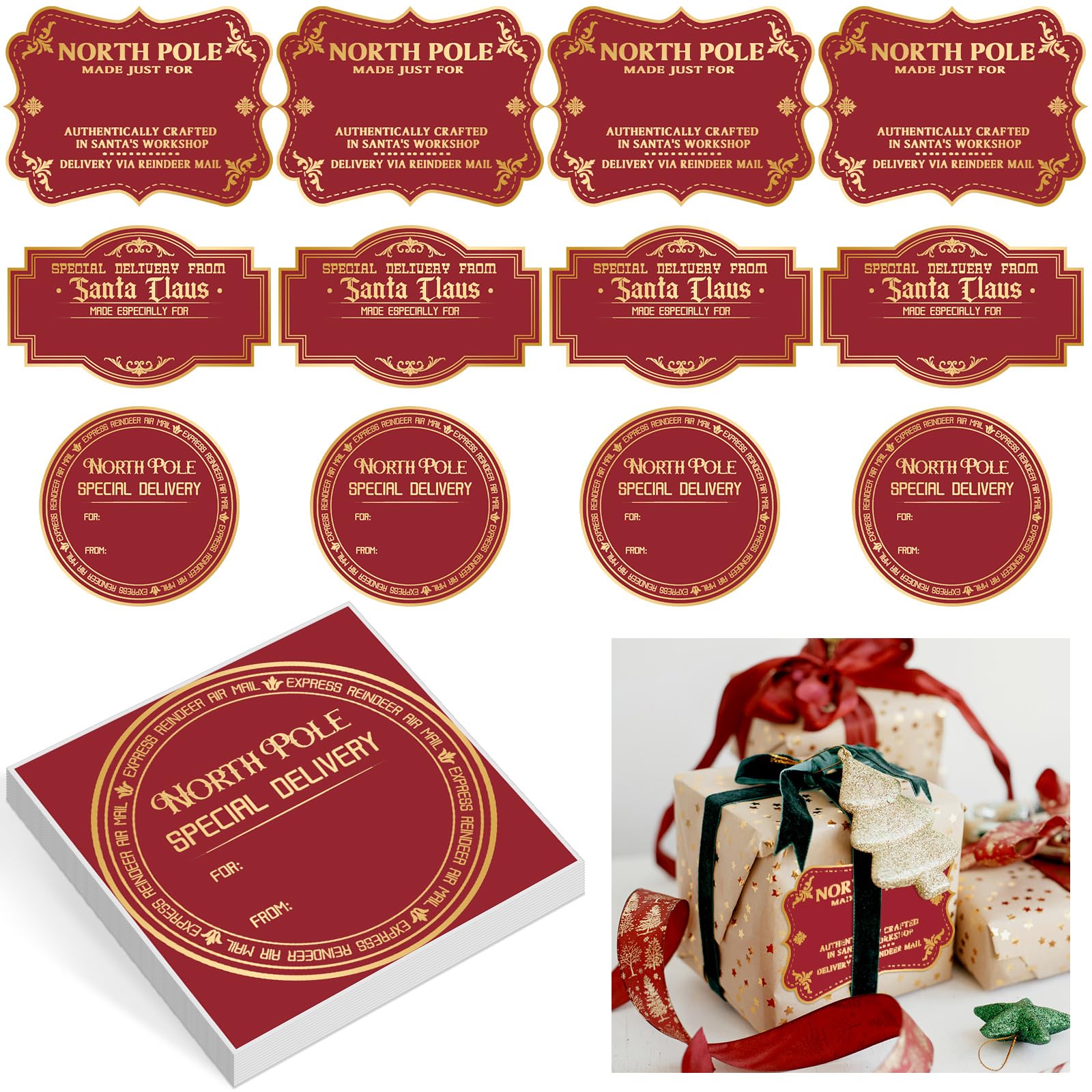 Snapklik.com : 60 Pcs Jumbo Christmas Tags Gift Stickers From Santa ...