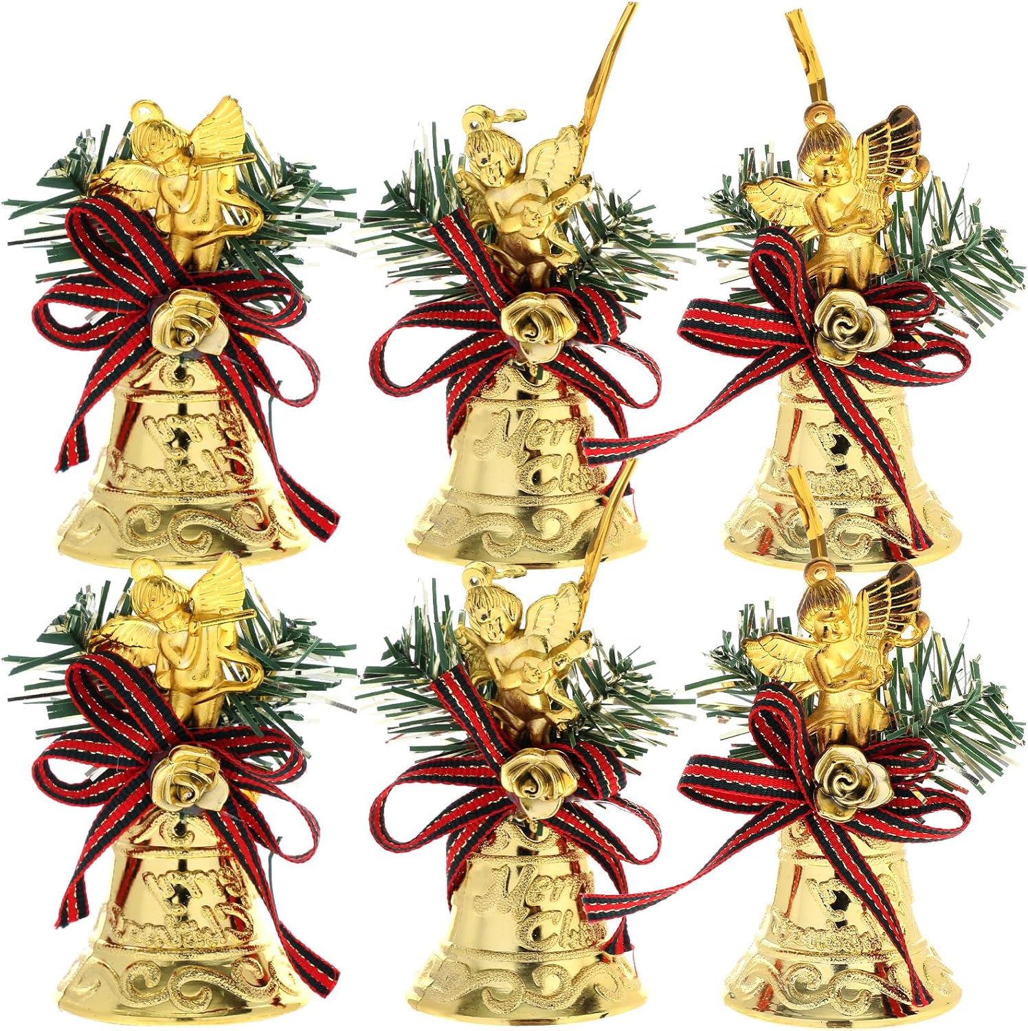 Amazon.com: LOGOFUN 6pcs Christmas Hanging Bells Decorations Plastic ...
