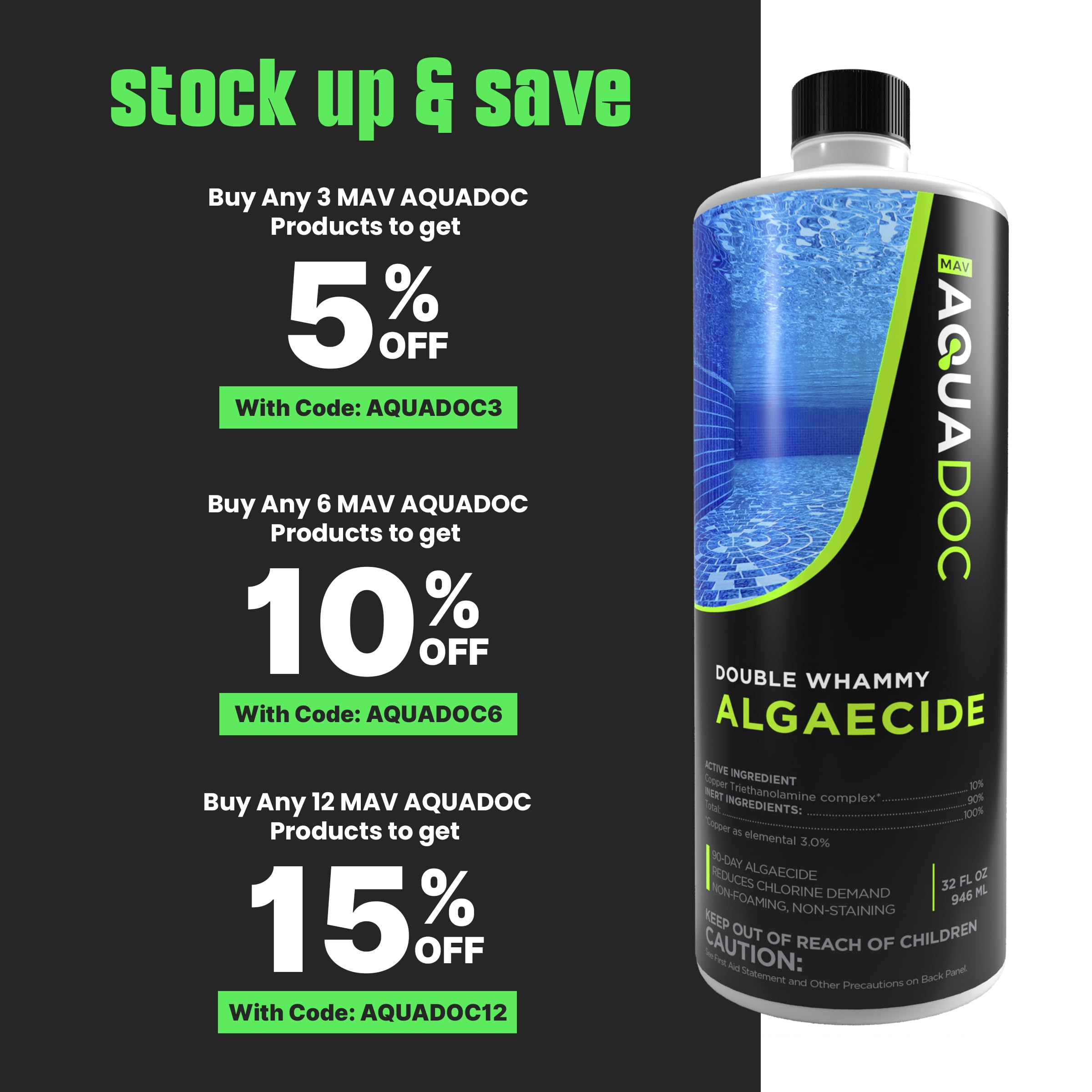Copper Pool Algaecide for Swimming Pool - 90 Day Algaecide for Inground ...