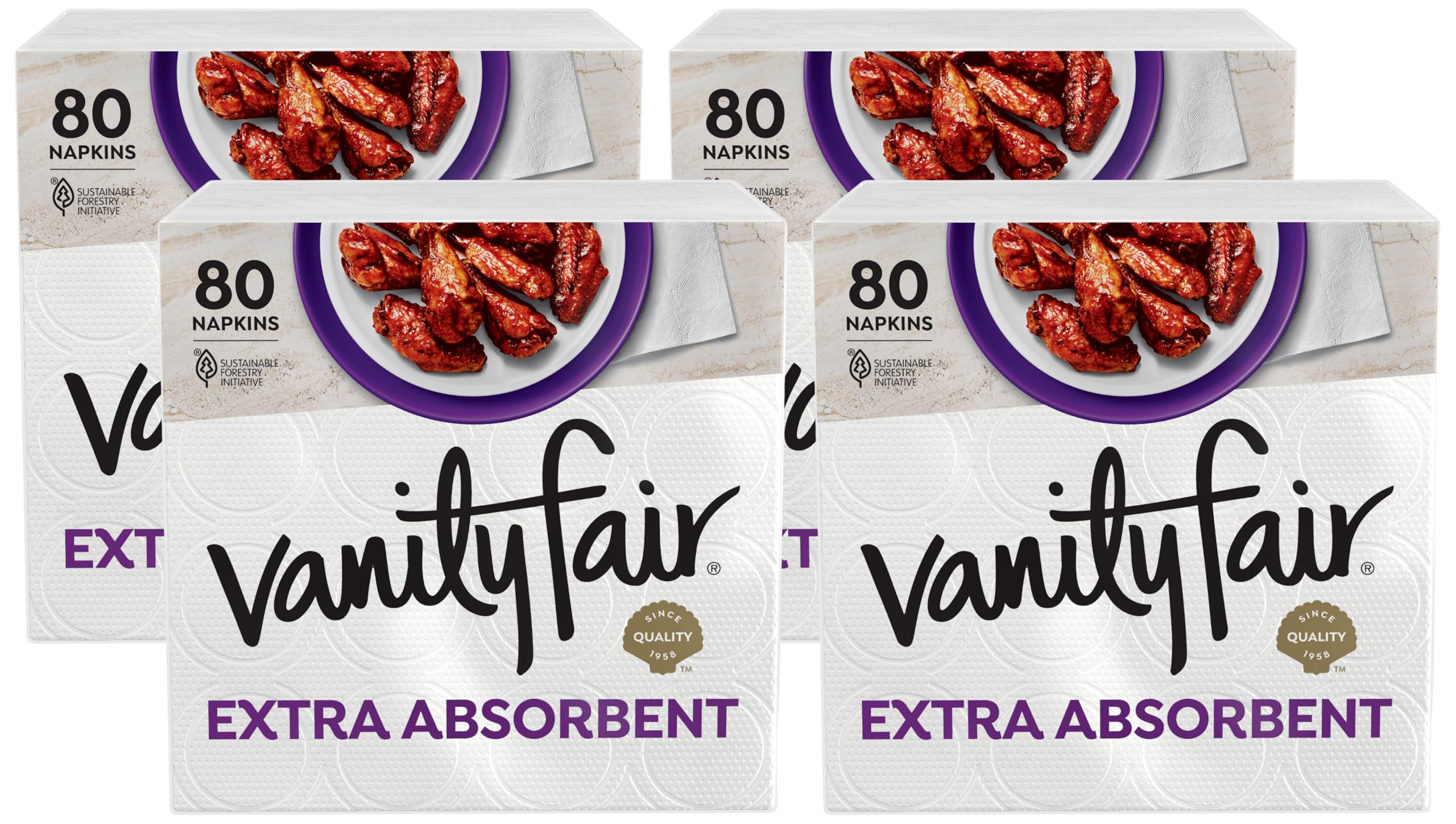 Amazon.com: Vanity Fair Extra Absorbent Paper Napkins, 80 Count (Pack of 4)