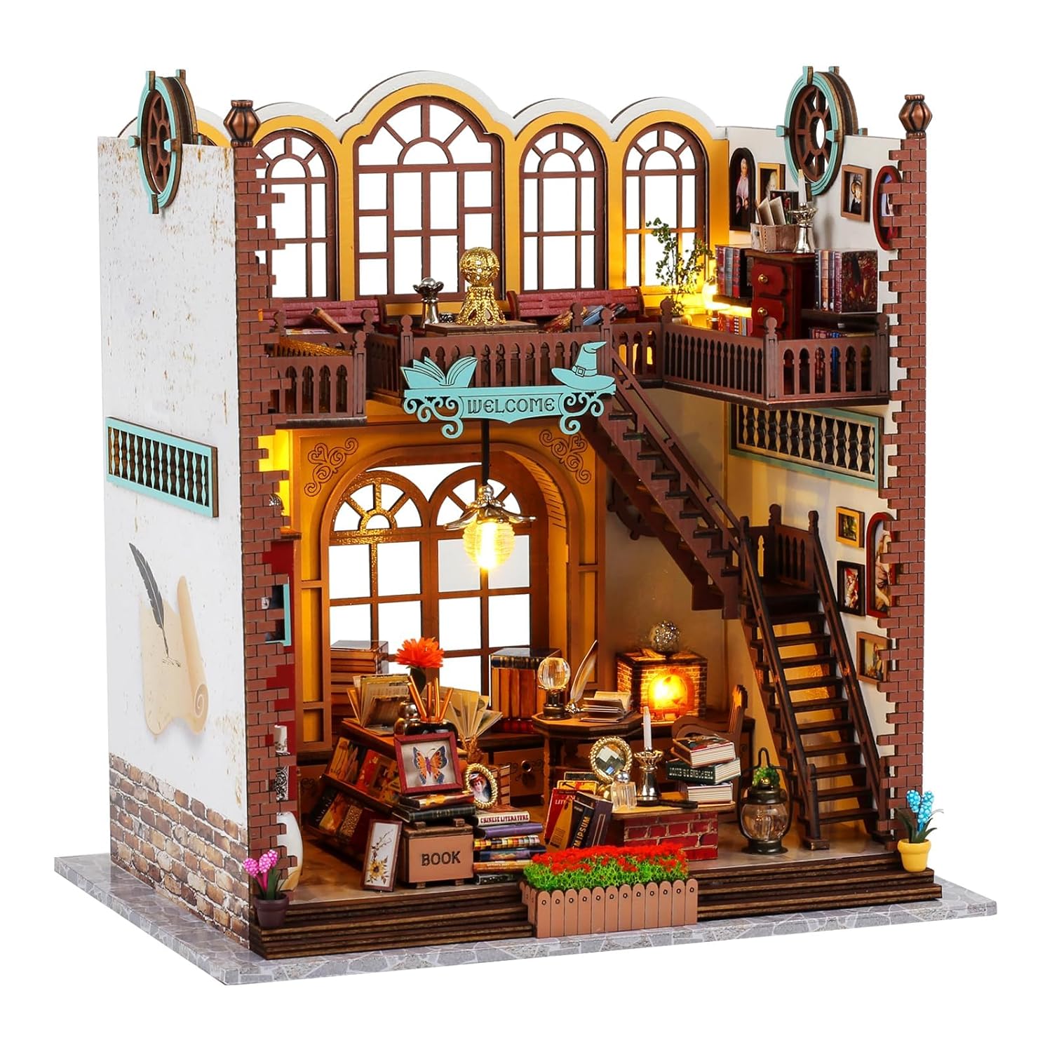 Buy DIY Miniature Wooden Dollhouse Kit: Magic Book Store House with ...