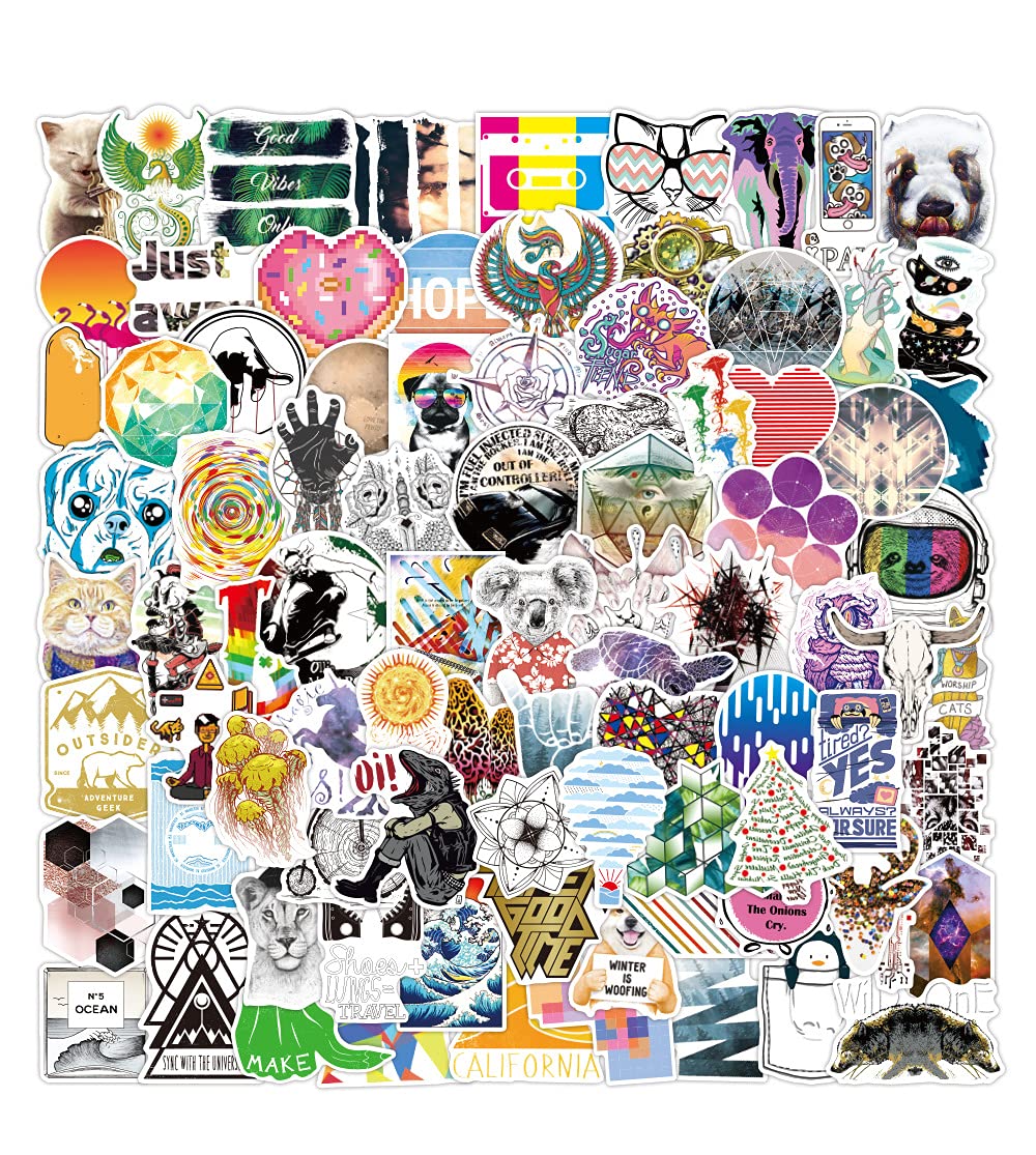 Buy 100 PCS Cool Stickers Pack, Colorful Waterproof Stickers for Flask ...