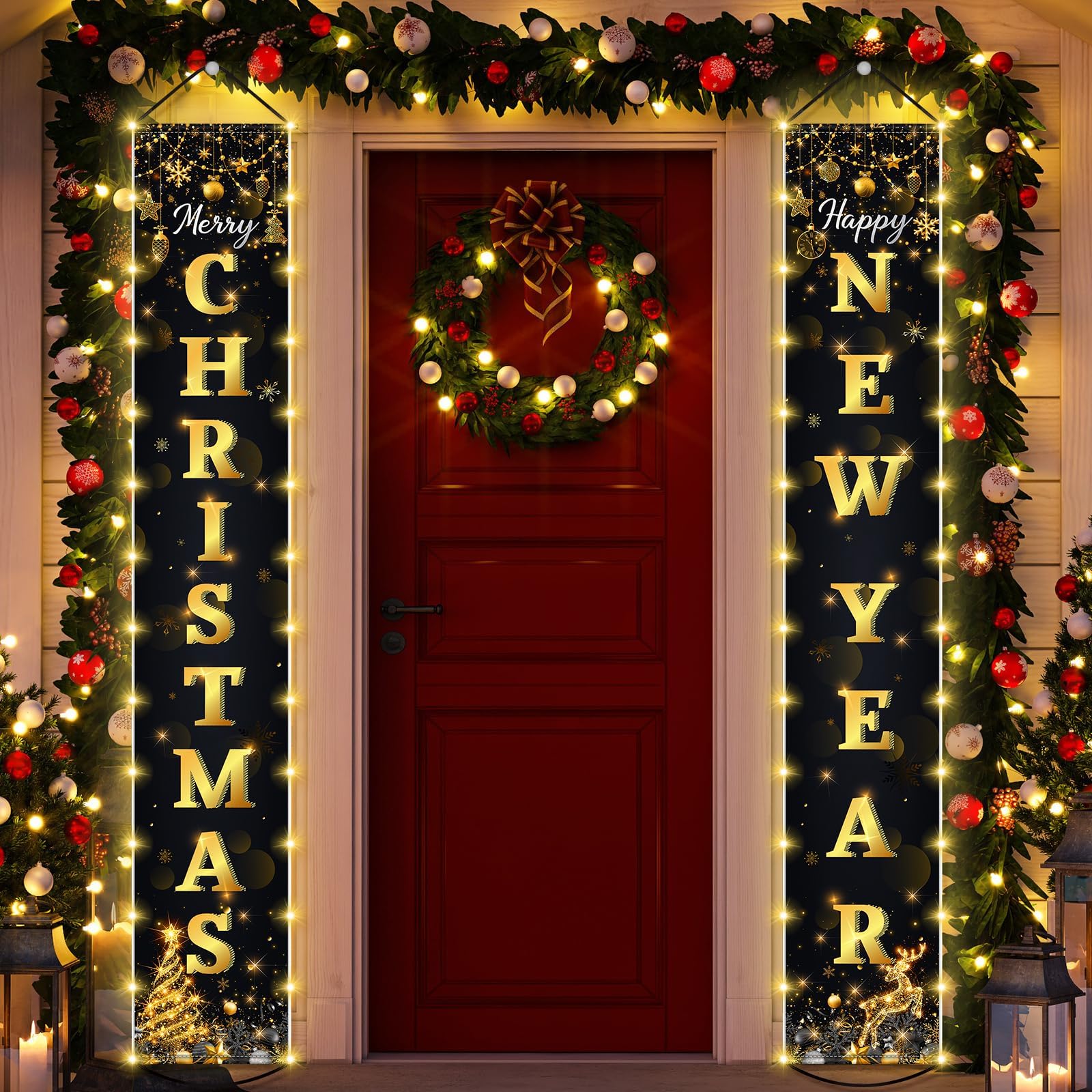 Amazon.com : Irenare Lighted Christmas Banner Decorations with LED ...