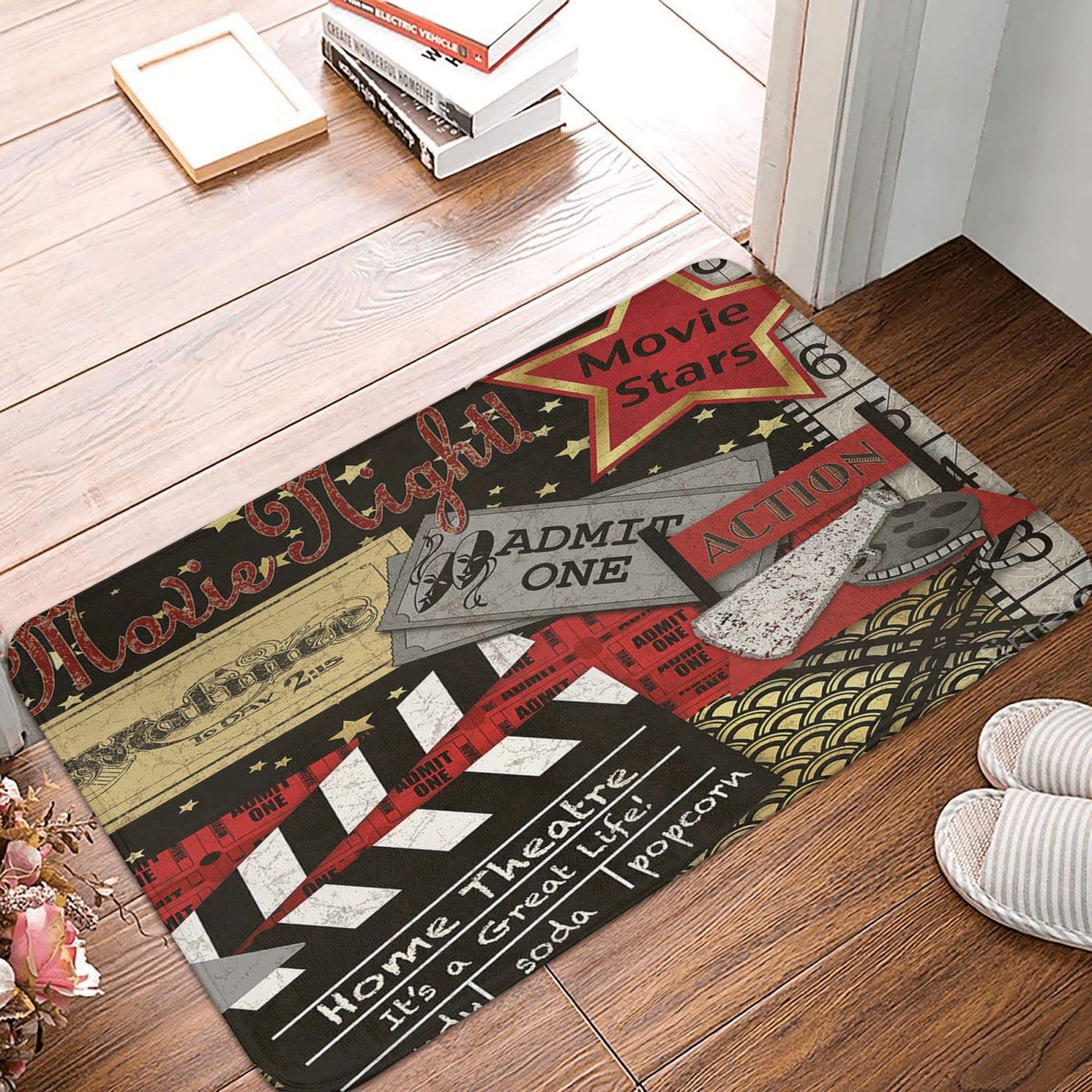 Home Theatre Ticket Admit One Movie Door Mat 24x16 Inch Entrance ...