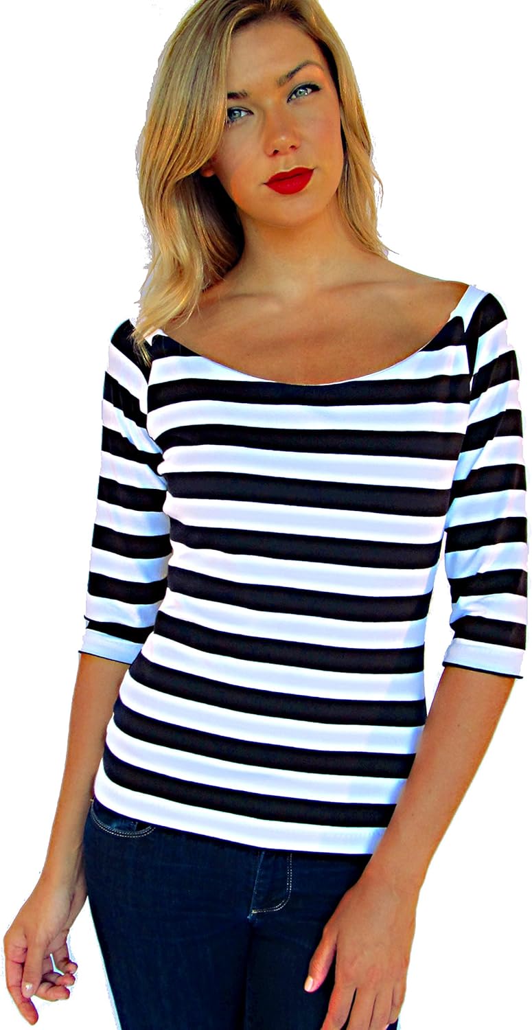 biondo beverly hills Women's Ballet Top 3/4 Sleeve XS Black and White ...