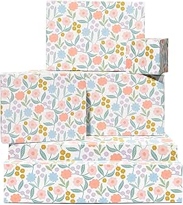 Pastel Wrapping Paper for Her - 6 Sheets of Pretty Gift Wrap with Tags ...