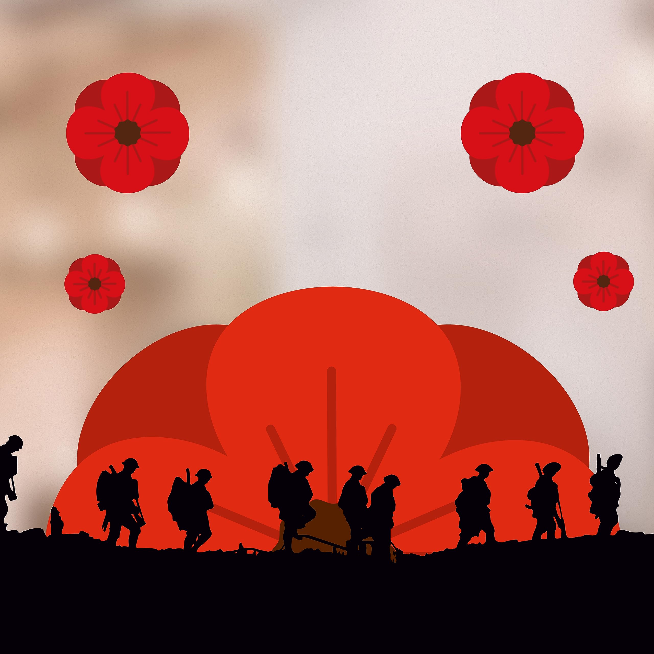 Tommy Soldier Silhouette Remembrance Window Sticker with Poppy Window ...