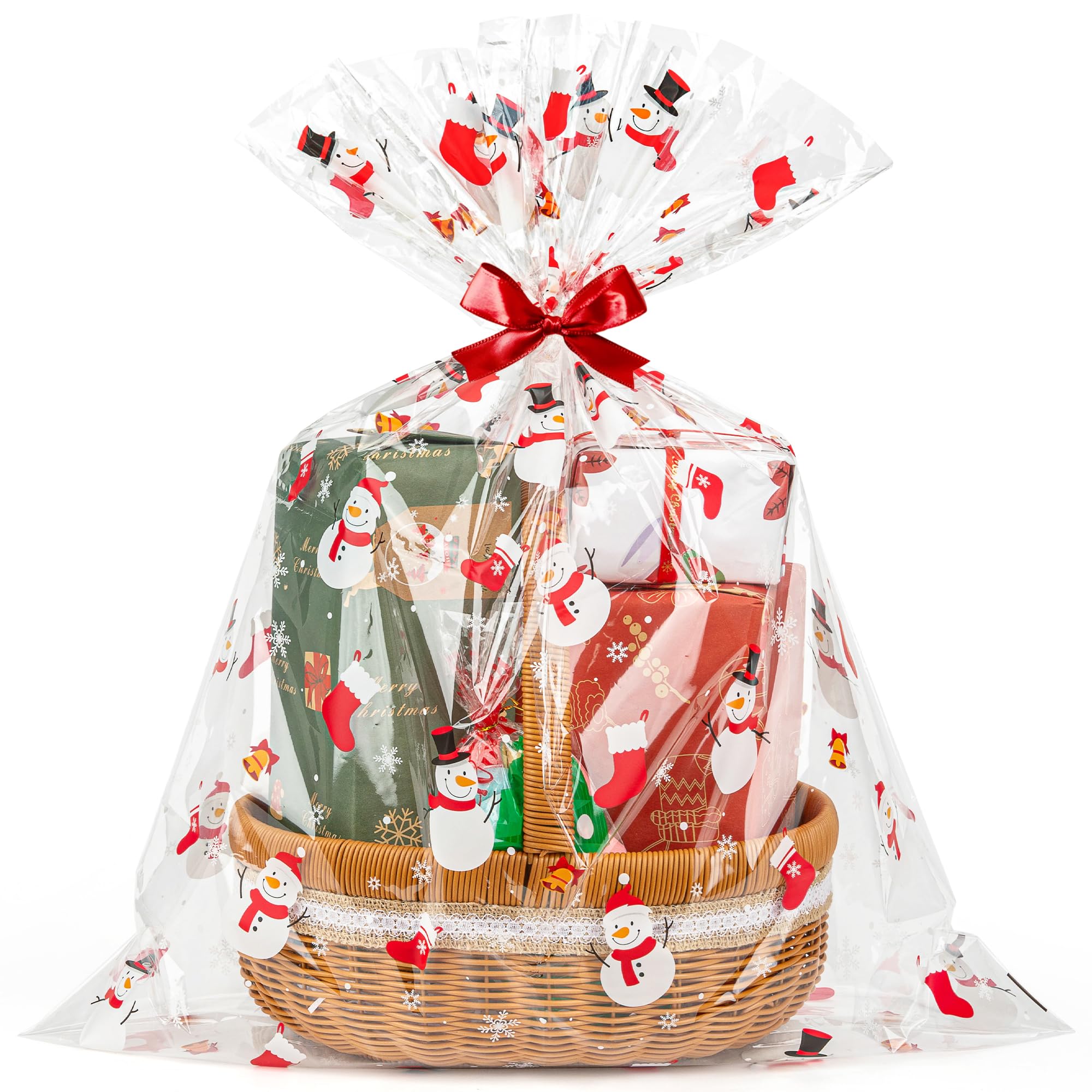 Amazon.com: CUDICY Christmas Cellophane Gift Bags 10pcs Large Holiday ...