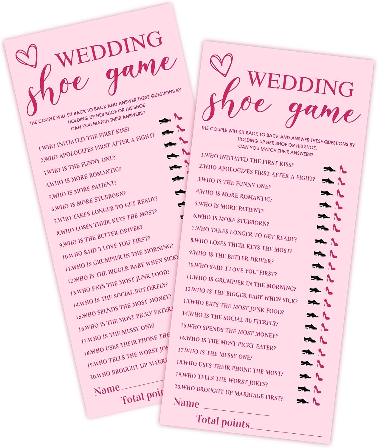 Amazon.com: 4x9 Inch Wedding Party Games, Bridal Shower Cards, 25 Pink ...