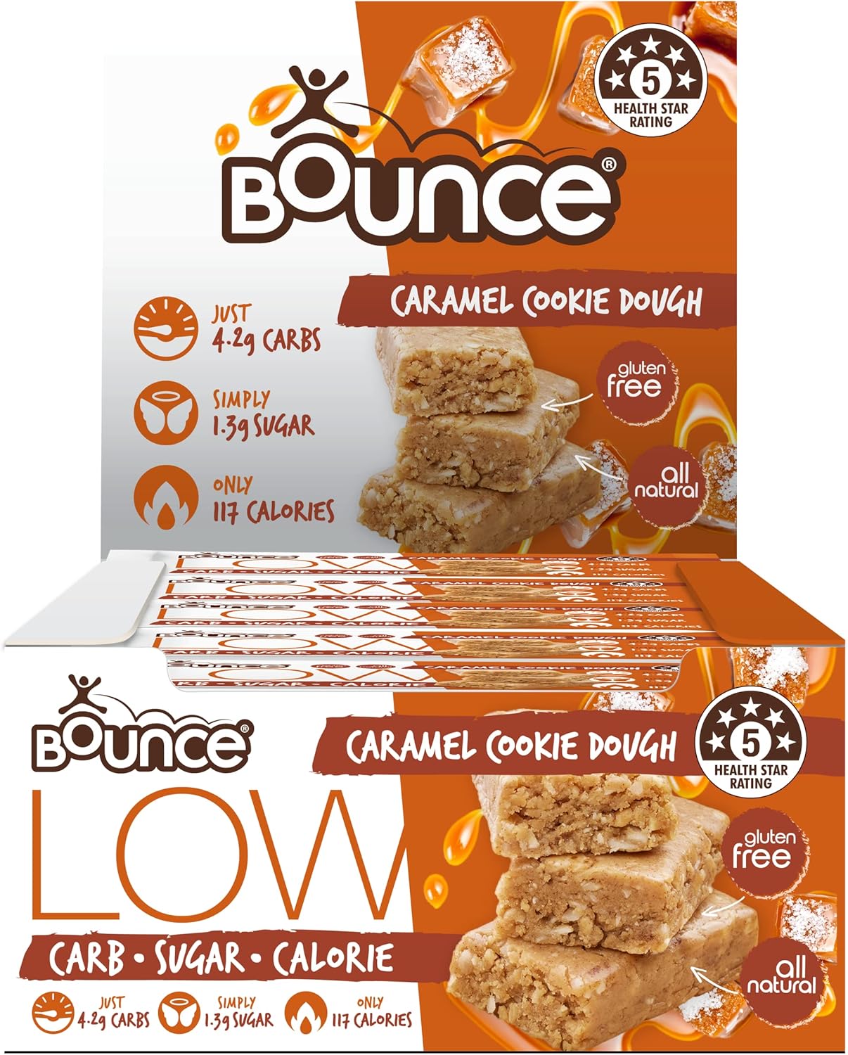 Bounce Caramel Cookie Dough Low Carb Low Cal Bar 35g x 15 (525g total). Snack healthy with our ...