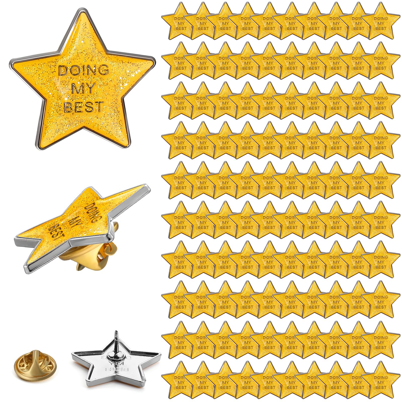Amazon.com: Unittype Golden Star Pins Employee Appreciation Gifts Bulk ...
