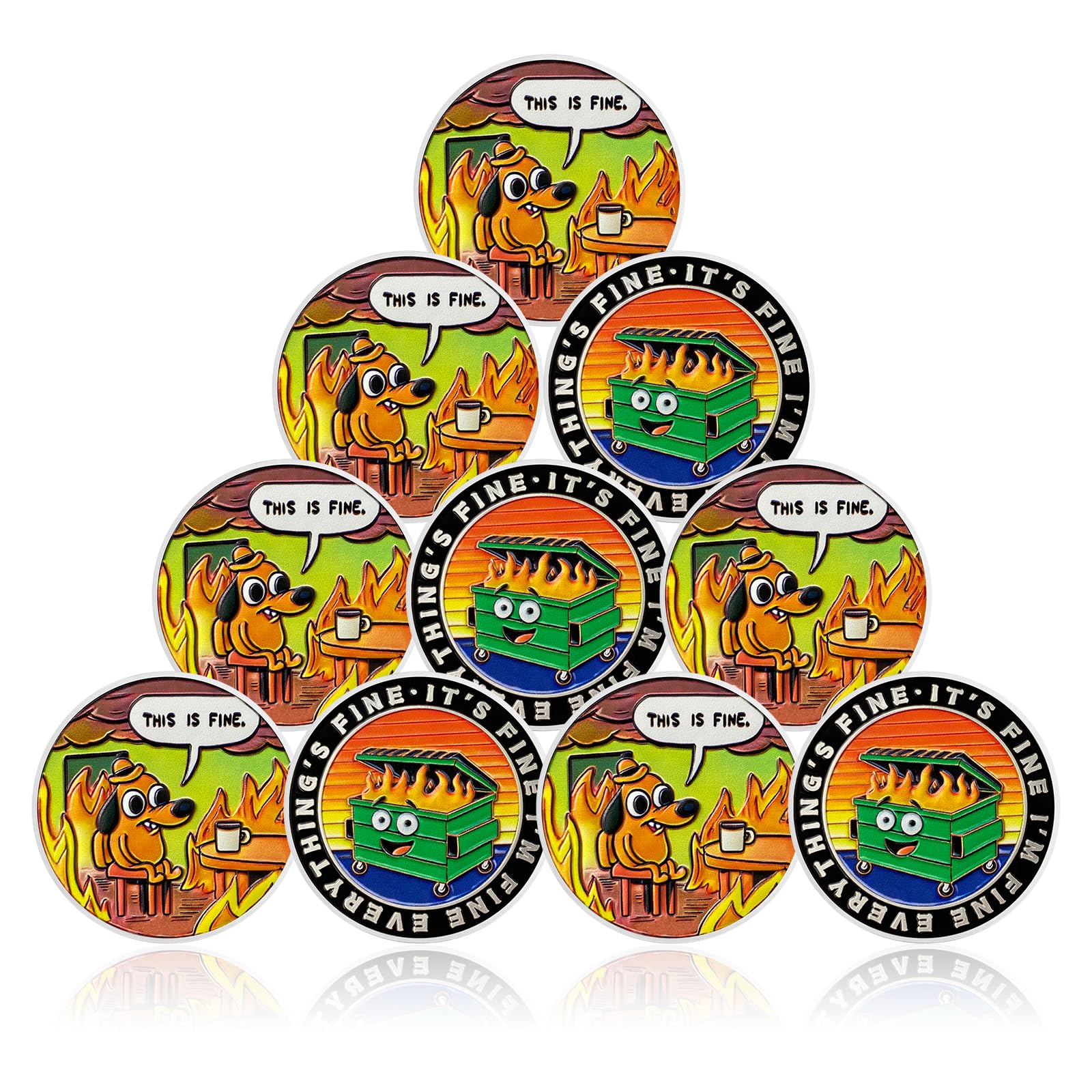 Amazon.com : CHURYUML 10Pcs Dumpster Fire Coin Set Hilarious Medallion ...