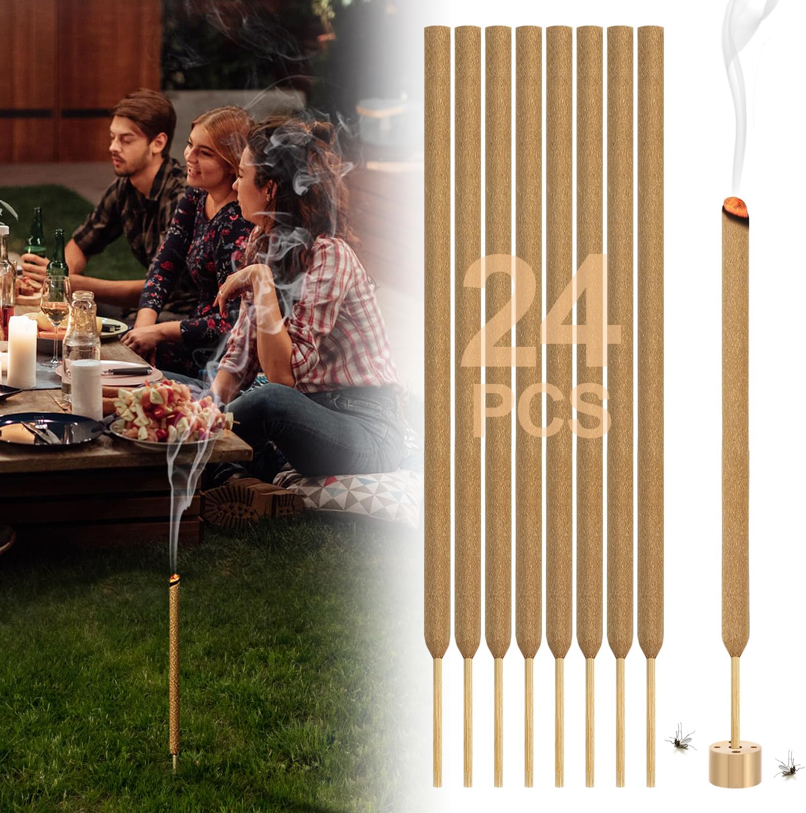 Amazon.com: 24 Pcs Mosquito Citronella Incense Sticks Outdoor with ...