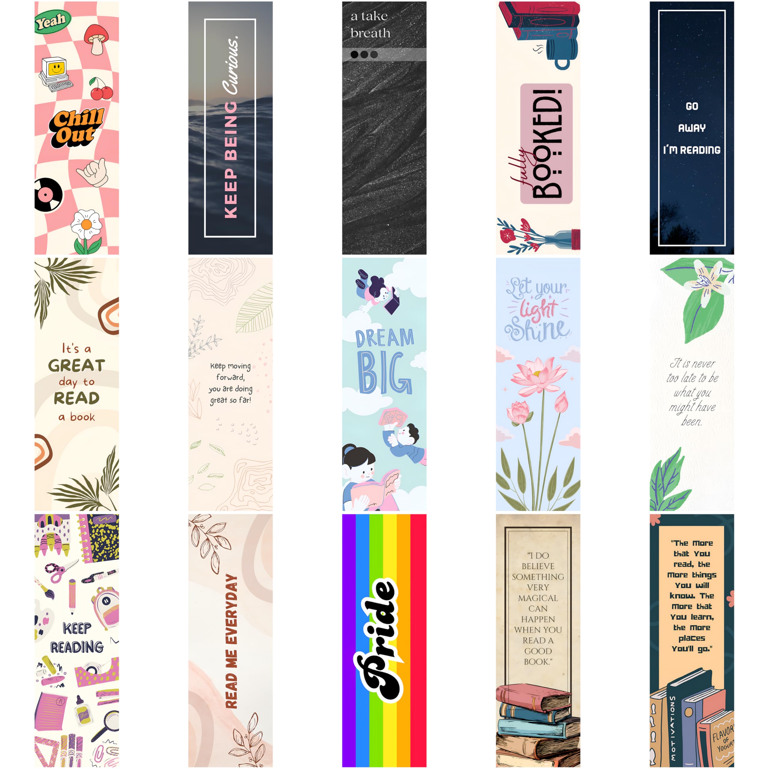 Faolo Reading Motivational Bookmarks for Books | Set of 15 Pieces ...