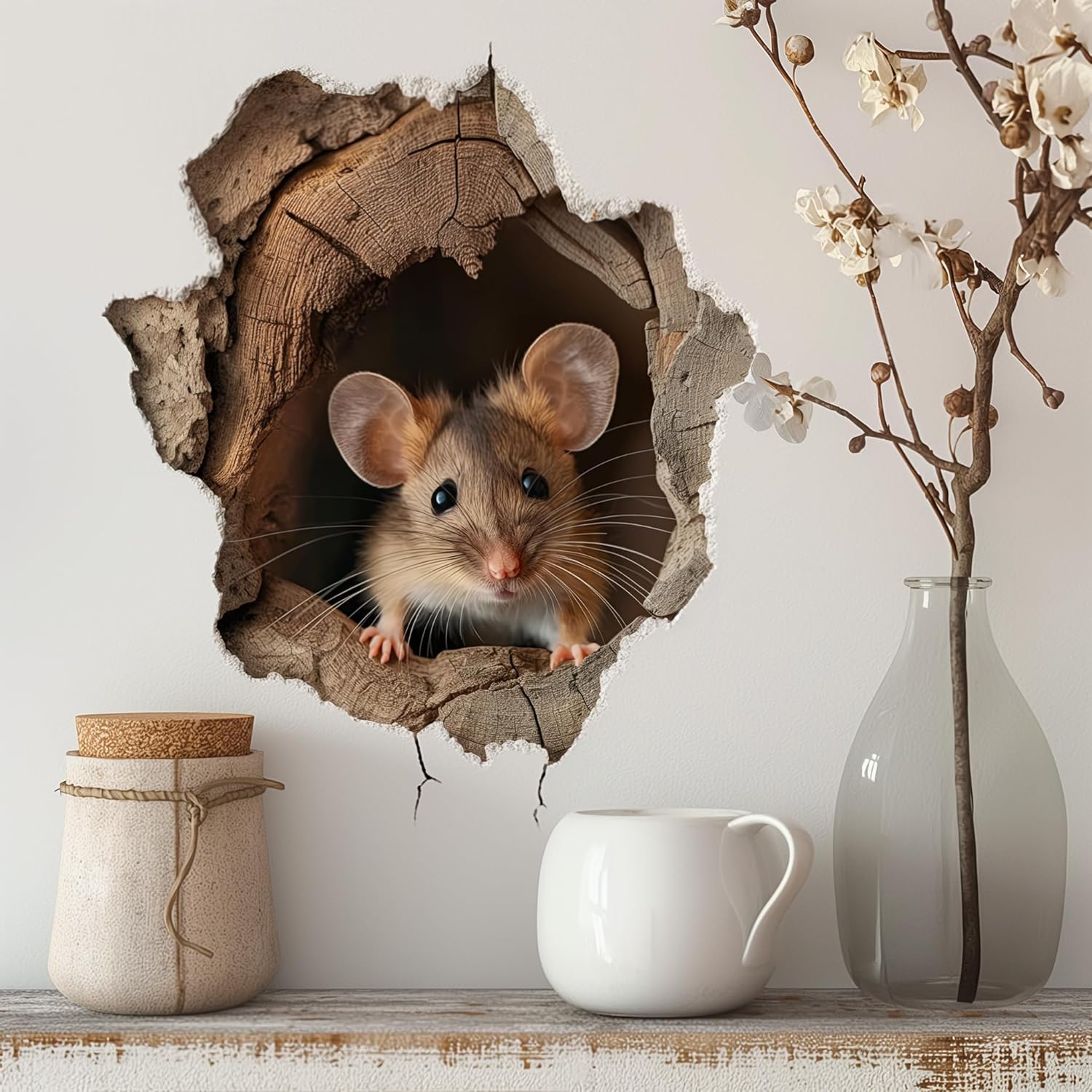 Amazon.com: Mouse peeking out from Mouse Hole Decal - Rustic Mouse Hole ...