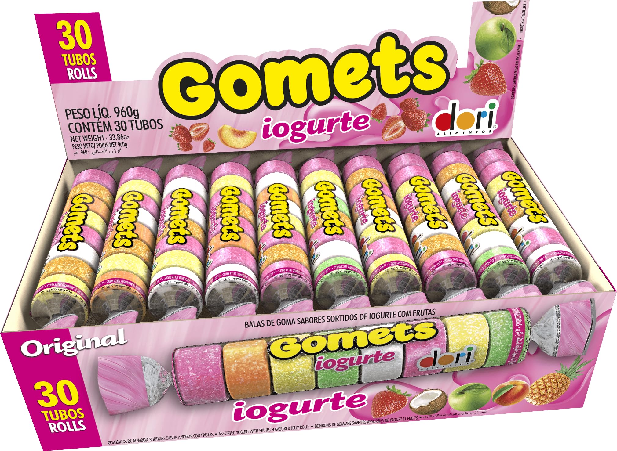 Amazon.com : Gomets Yogurt Assorted Fruit Flavored Jelly Rolls 33.6 oz ...
